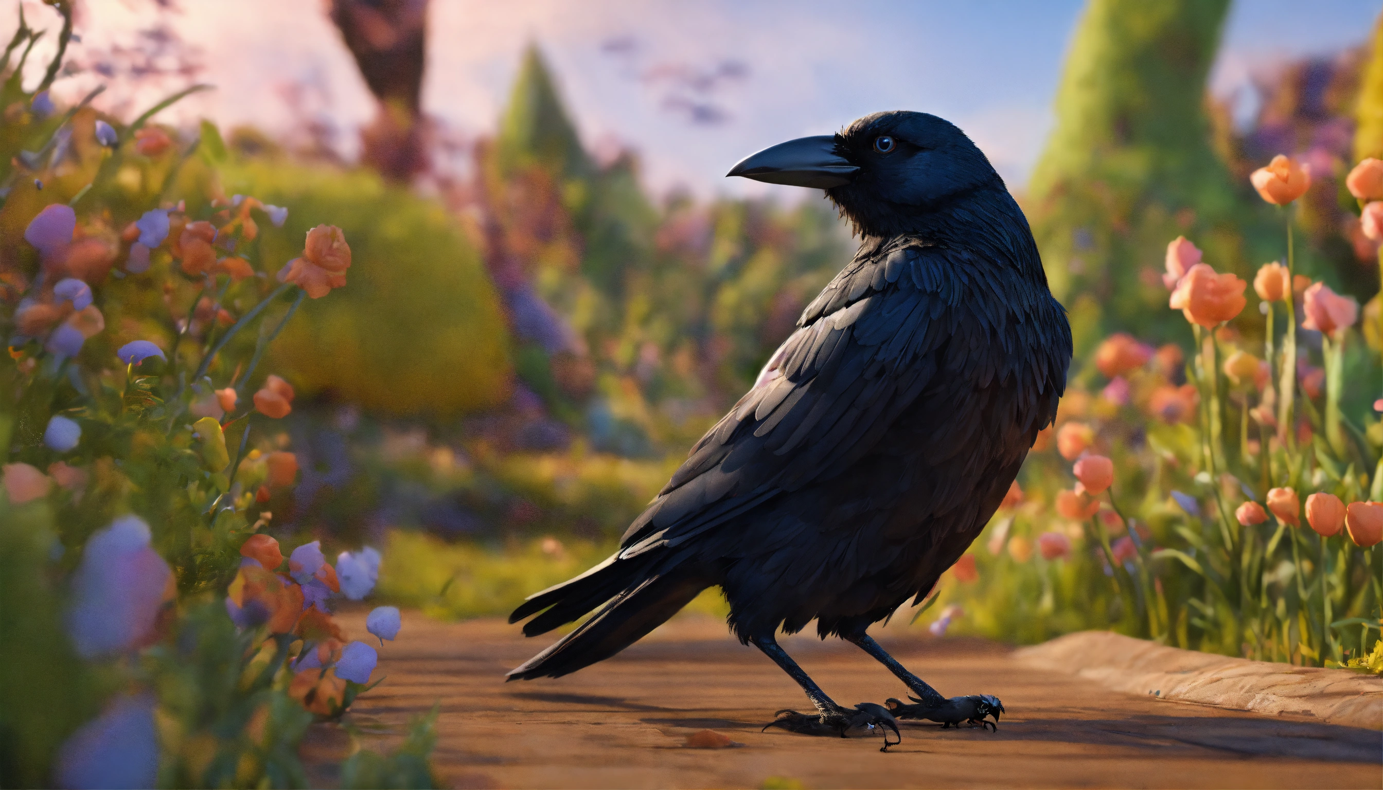 Lexica - Crow thinking to catch rabbits with a sudden swoop, 3d style ...