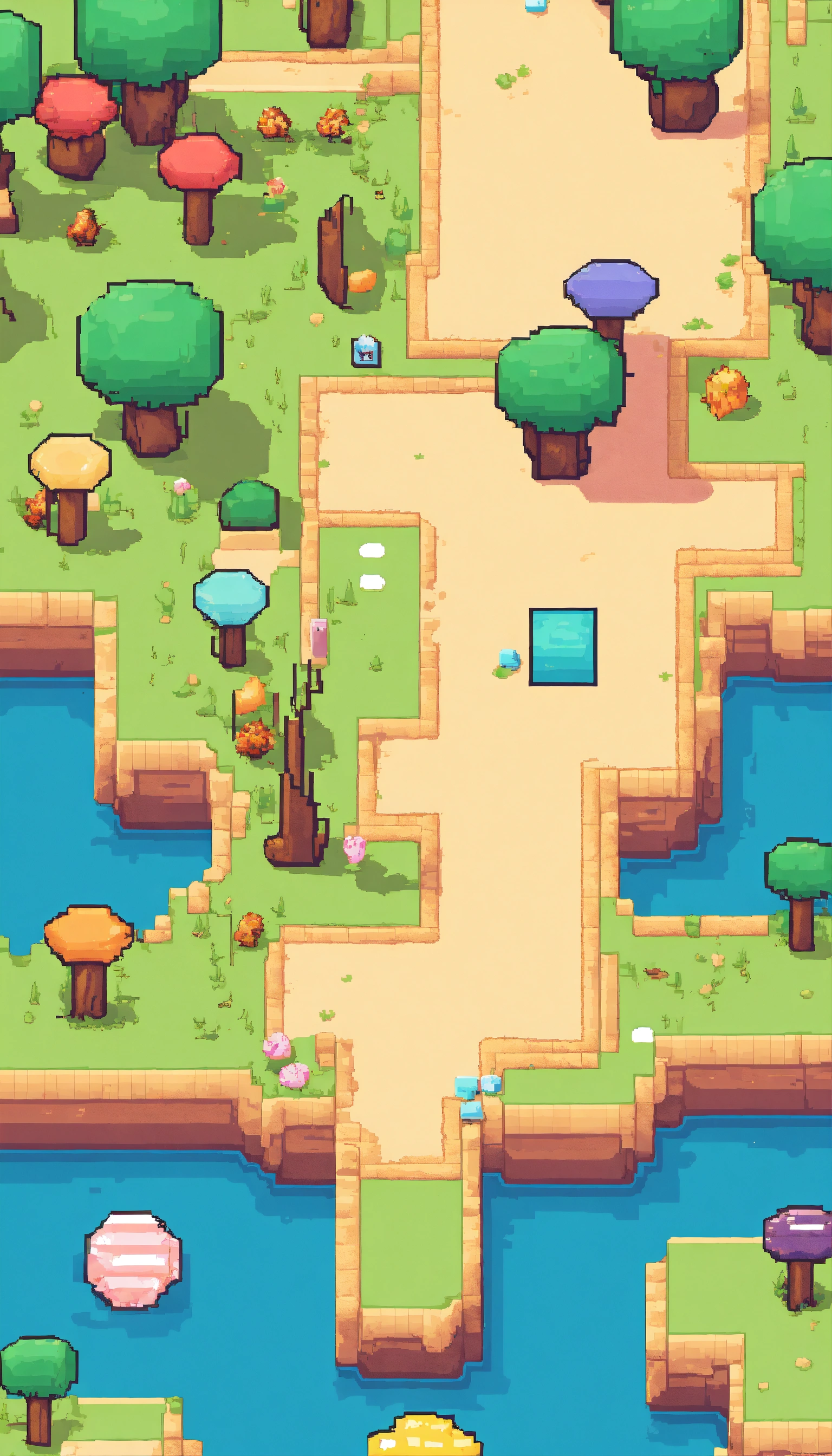 Lexica - Empty pastel overhead flat candy themed desert pixel sprite map.