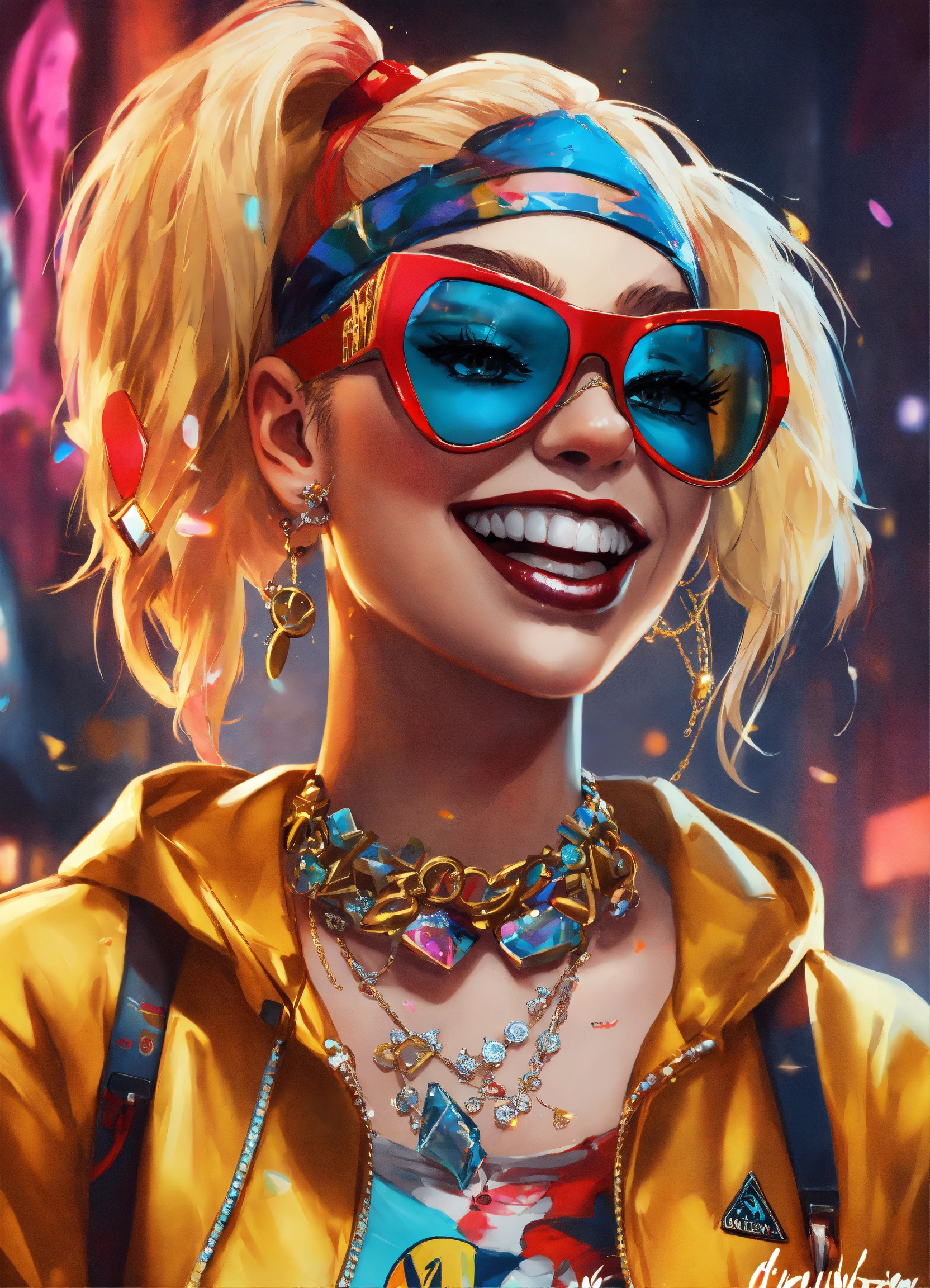 Lexica - A cool Harley Quinn in loui vuitton outfit and diamonds gold ...