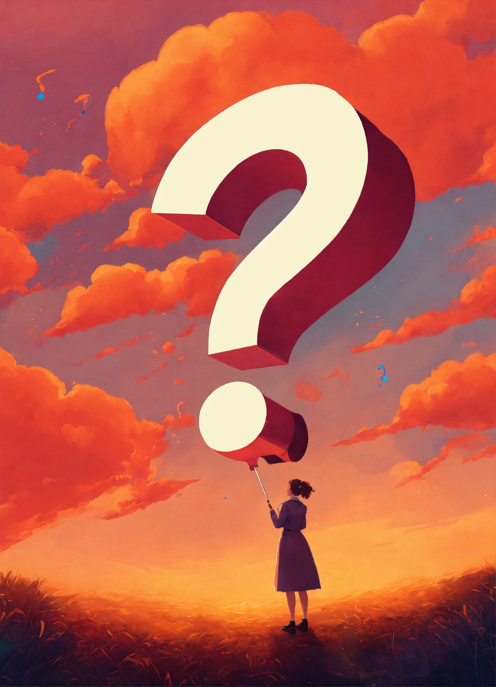 Lexica - A woman analyze one big question mark illustration upside from ...