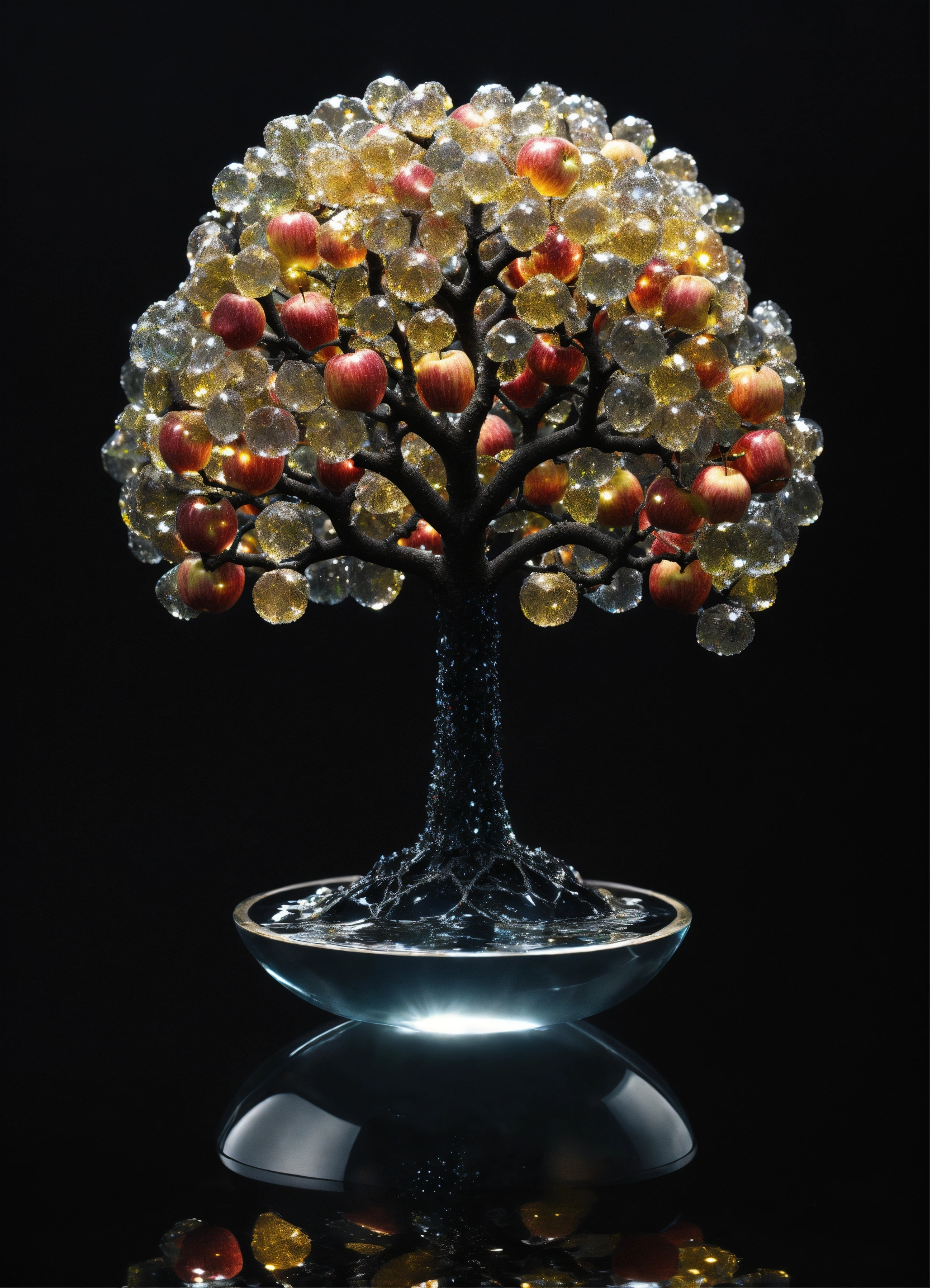Lexica - Hyper realistic crystal apple tree with opaque sparkling ...