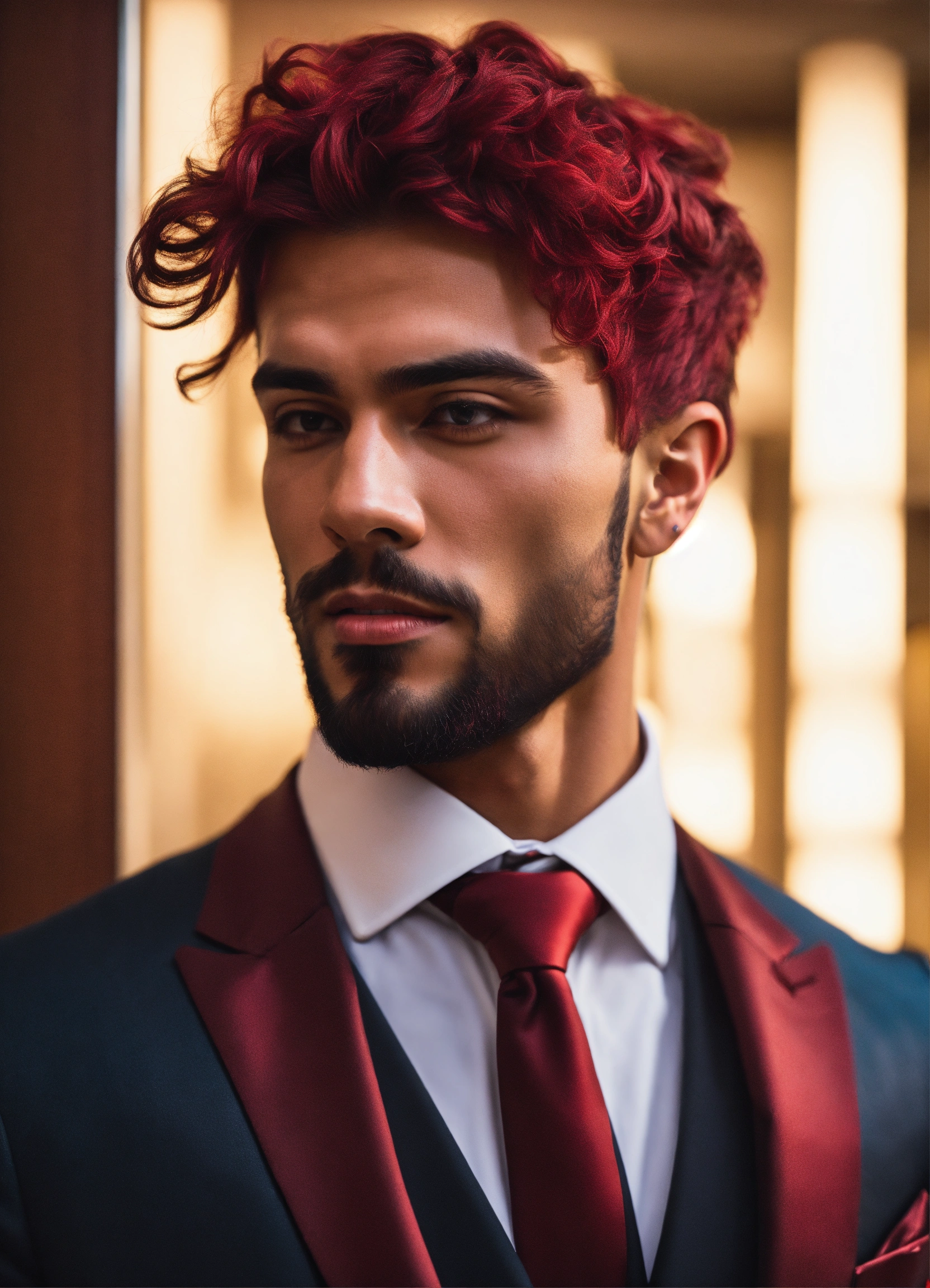 Lexica - Handsome human-looking alien male. With red skin. Arab ...