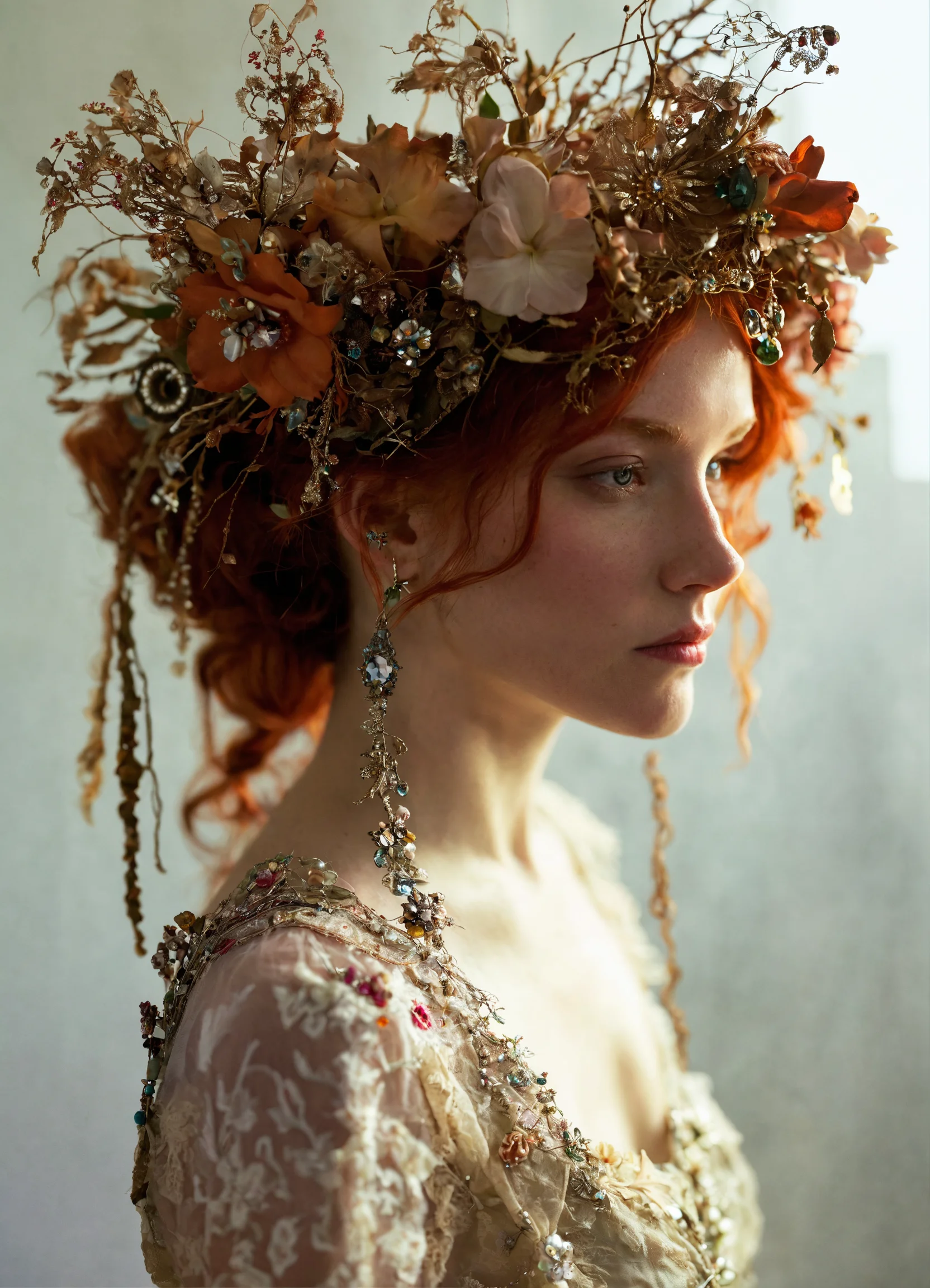 Lexica - Redhead, Handmade, unique headdress adorned with wire ...