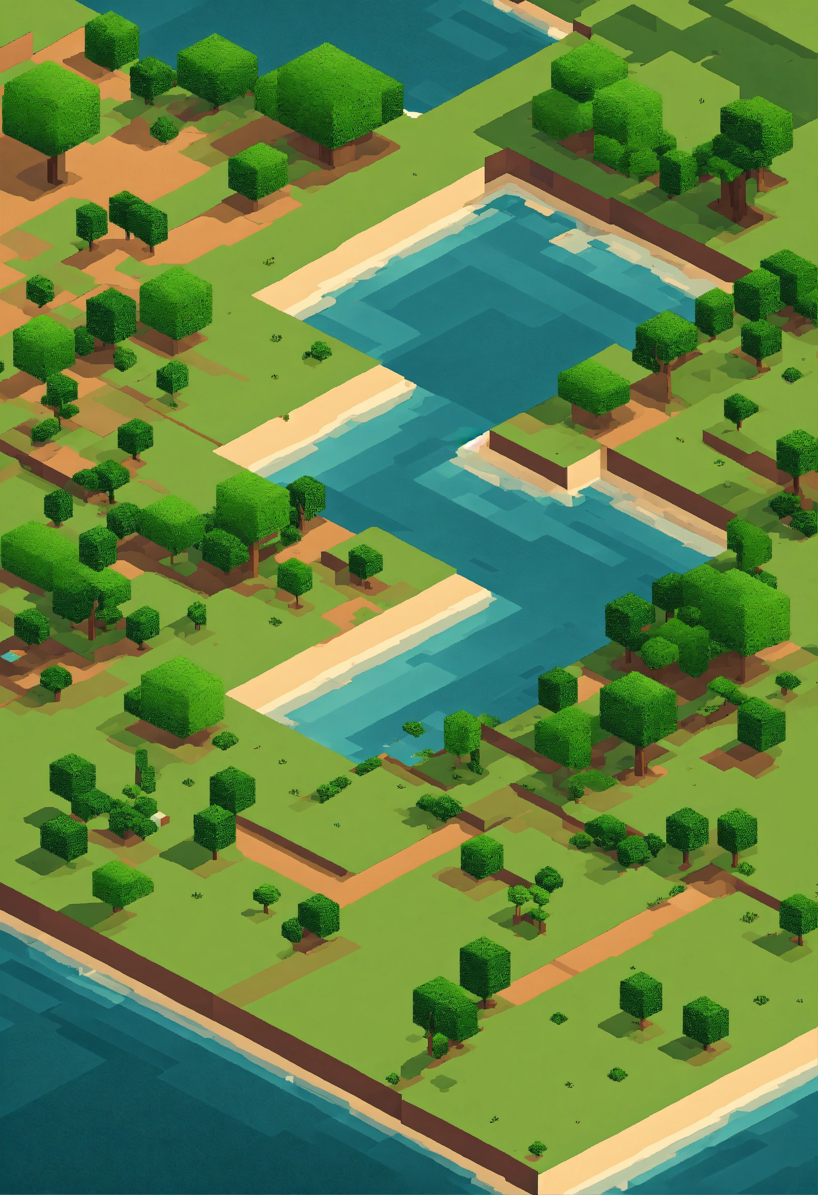 Lexica - Simple pixel 2d flat empty plain landscape from above