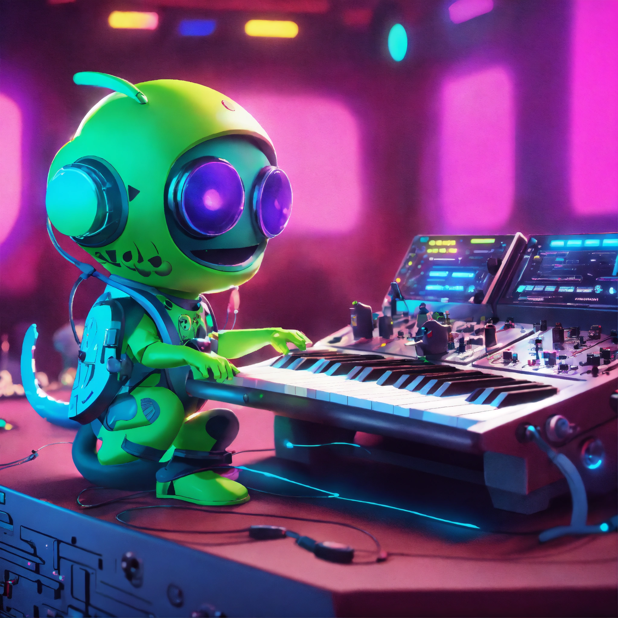 Lexica - Zoom out FUN LOVING CUTE monster cartoon character playing a ...