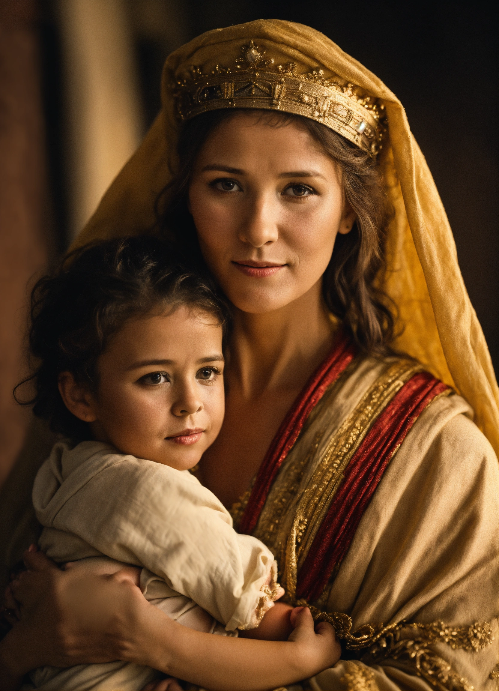 Lexica - 40 year old woman from biblical times with a child in her arms 4k