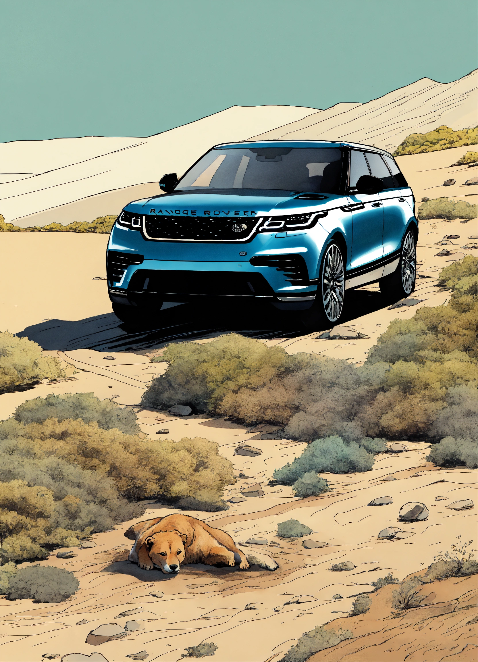 Lexica - Detailed pen and ink illustration of Range Rover Velar 2022 ...