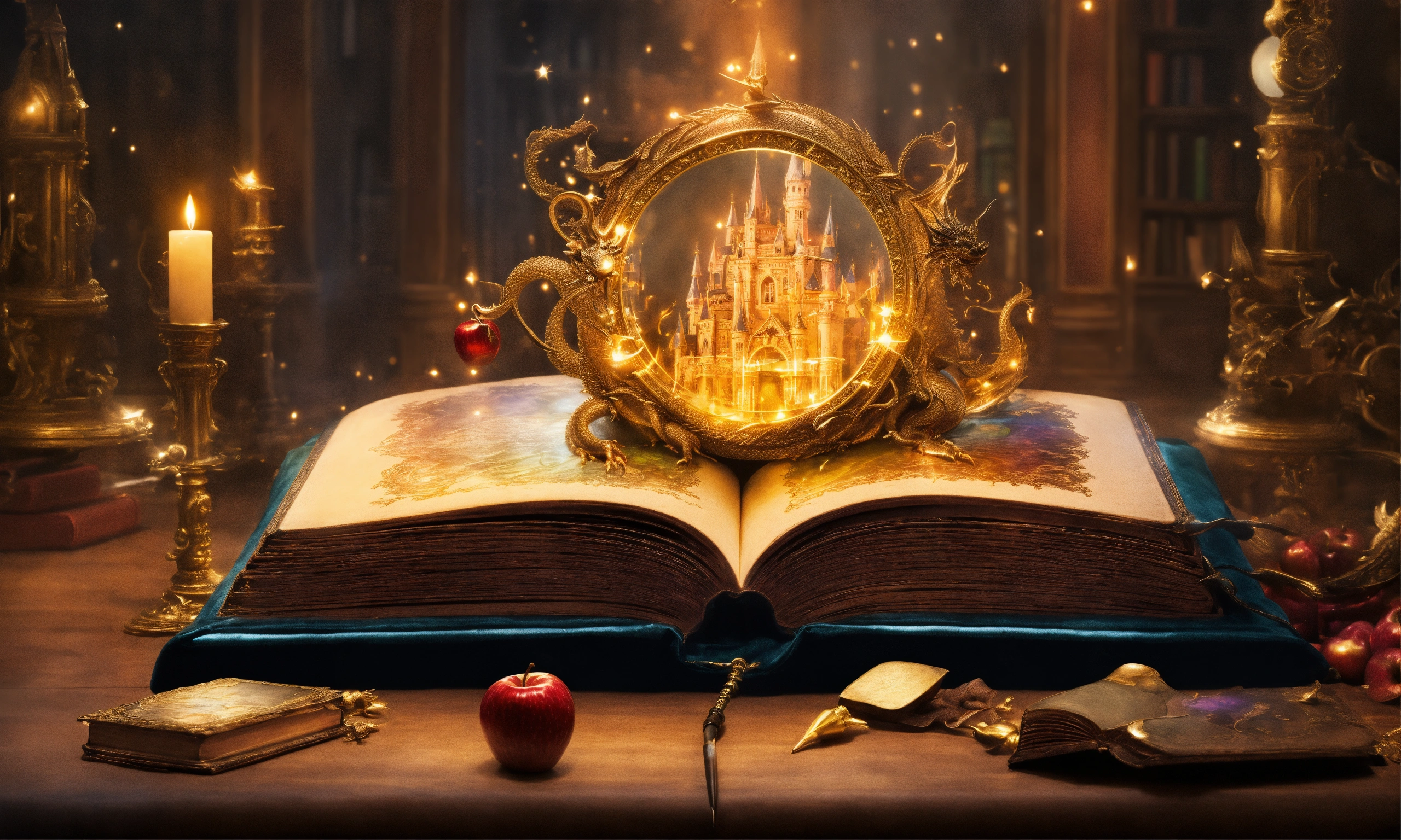 Lexica - A fancy magic book from which magic bursts into the world, a ...