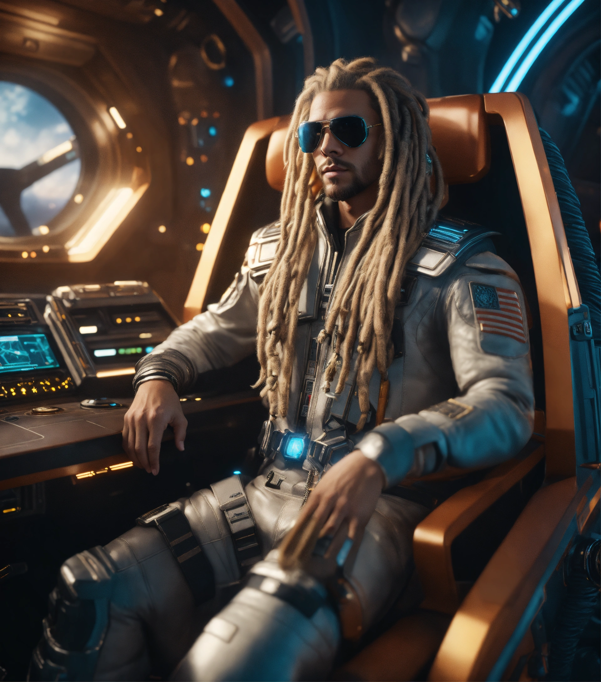 Lexica - Zoom out of A scruffy long blonde dreadlock male rockstar in ...