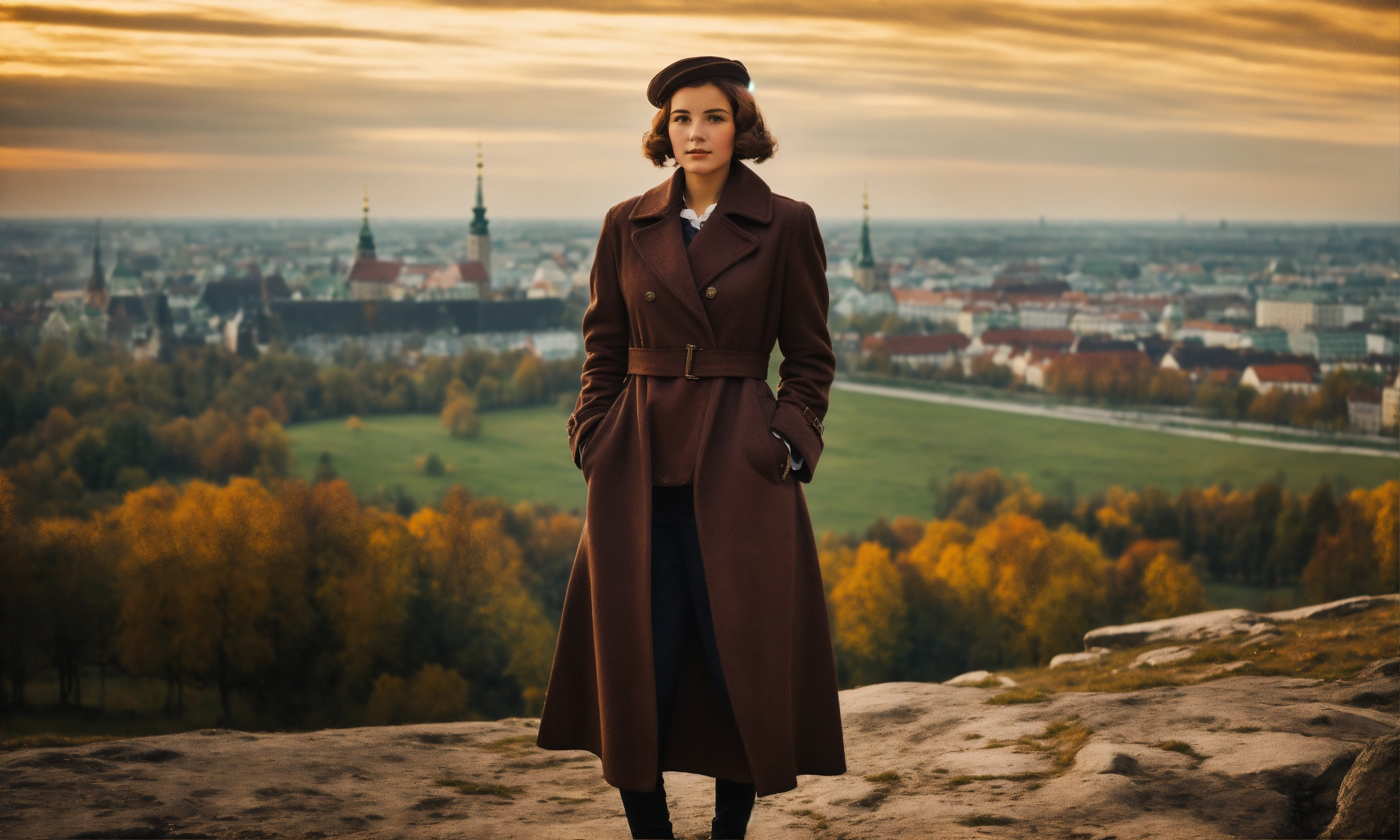 Lexica - Retro warszawa 1920-1930, europian woman age 20, on top of a ...