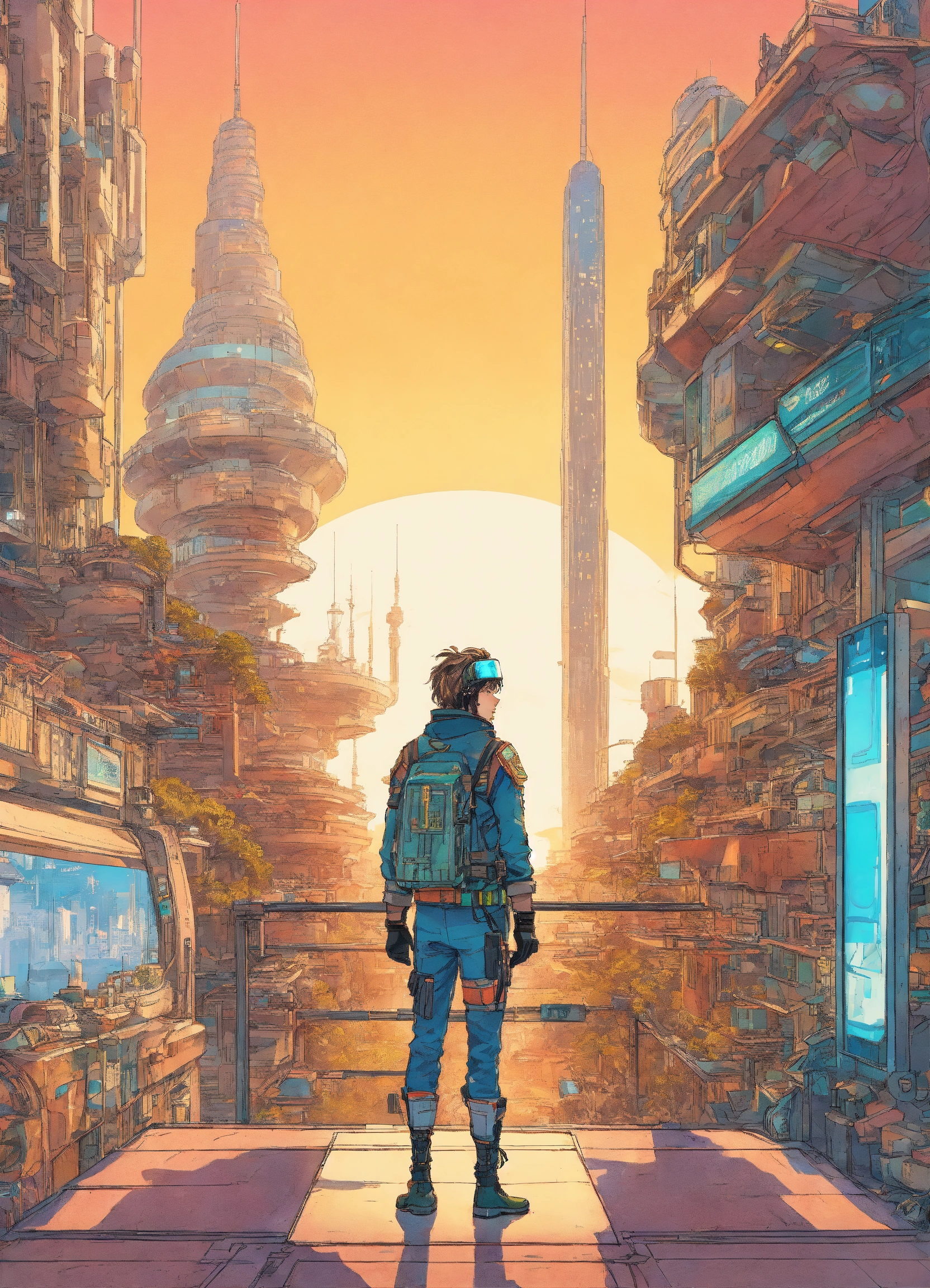 Lexica - Futurepunk young man in futuristic outfit standing in the sky ...