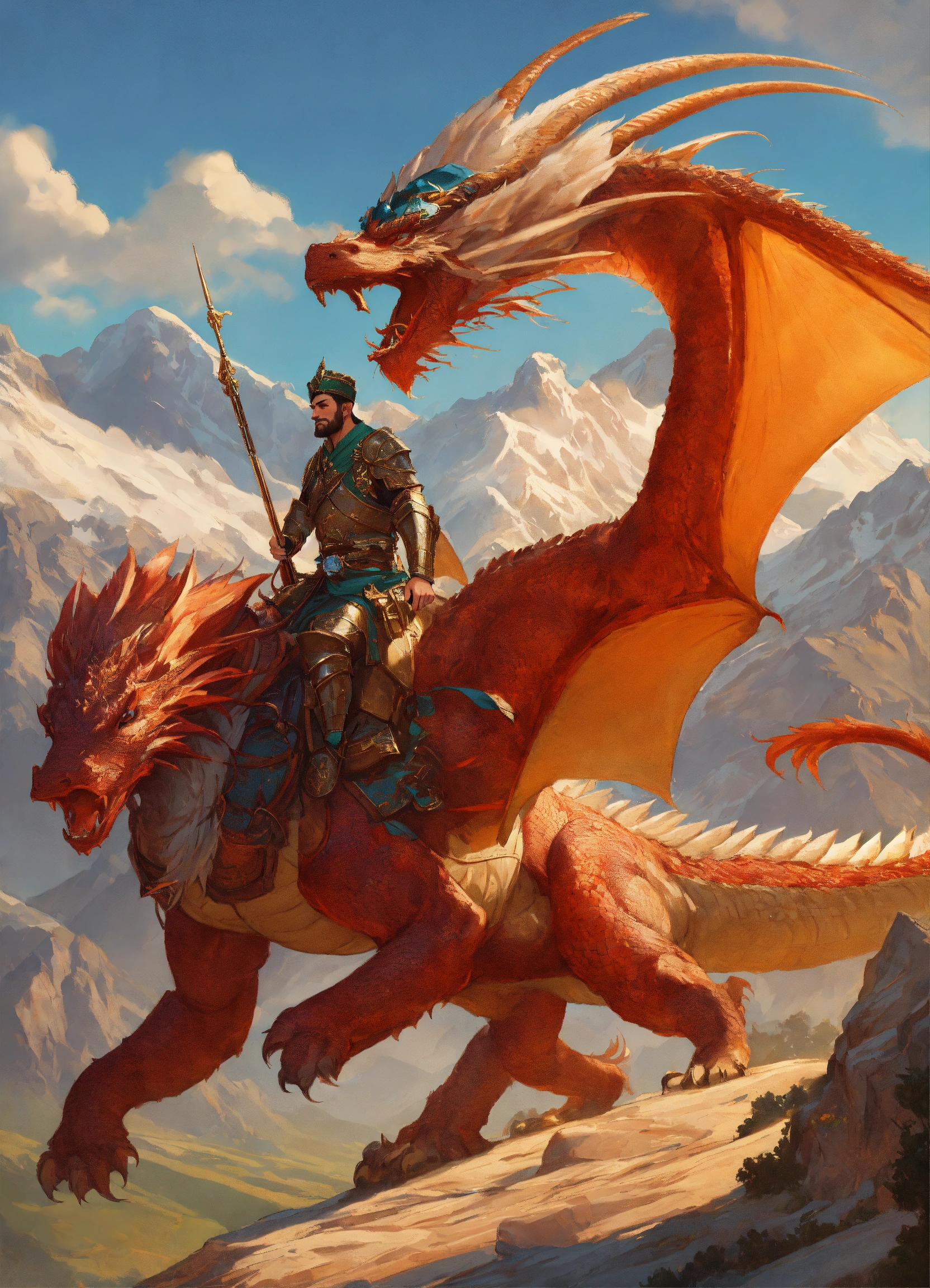 Lexica - A huge Turkish Dragon with lightly armored Persian elf soldier ...