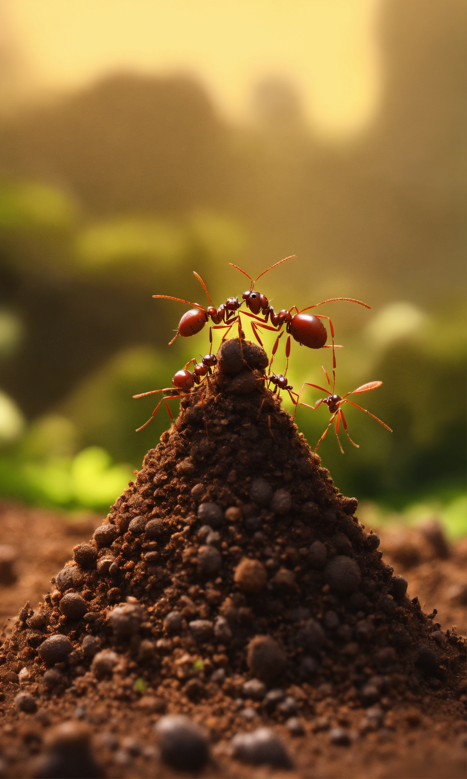 Lexica - A group of ants standing on top of a pile of dirt, by ...