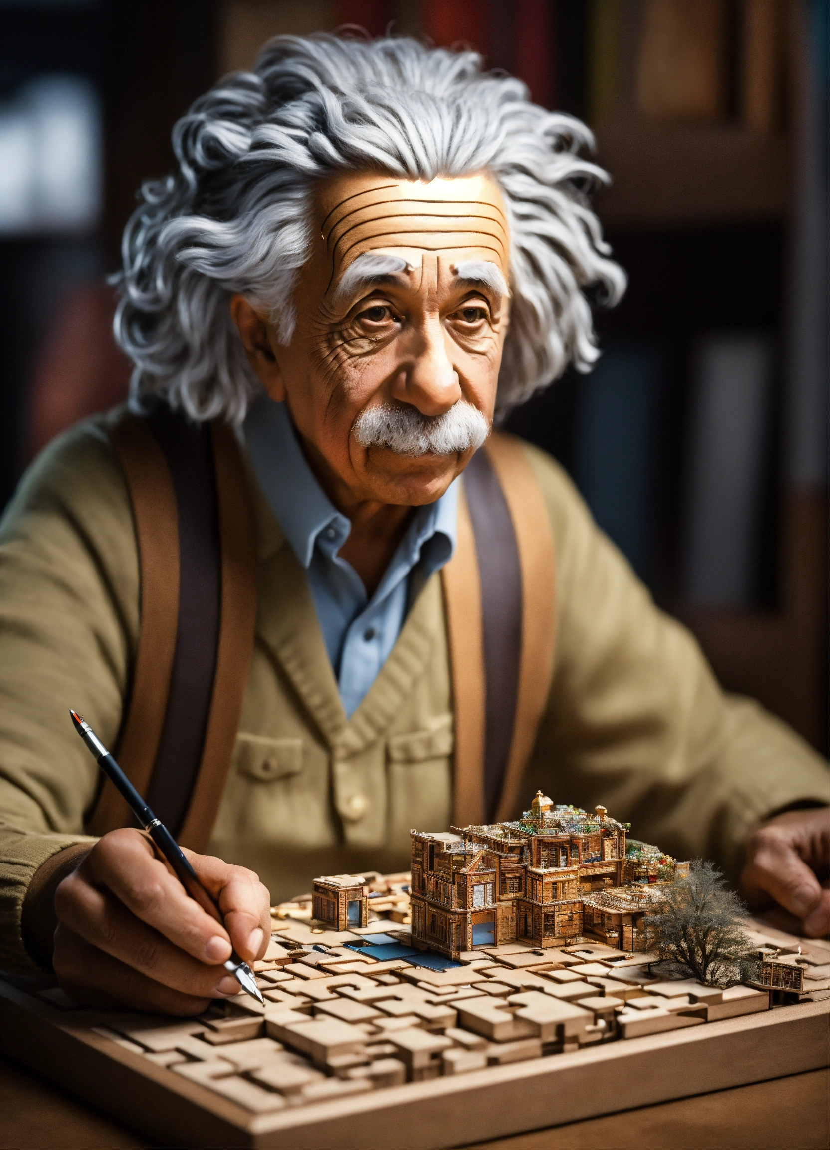 Lexica - Albert Einstein putting himself together as a 3d puzzle ...