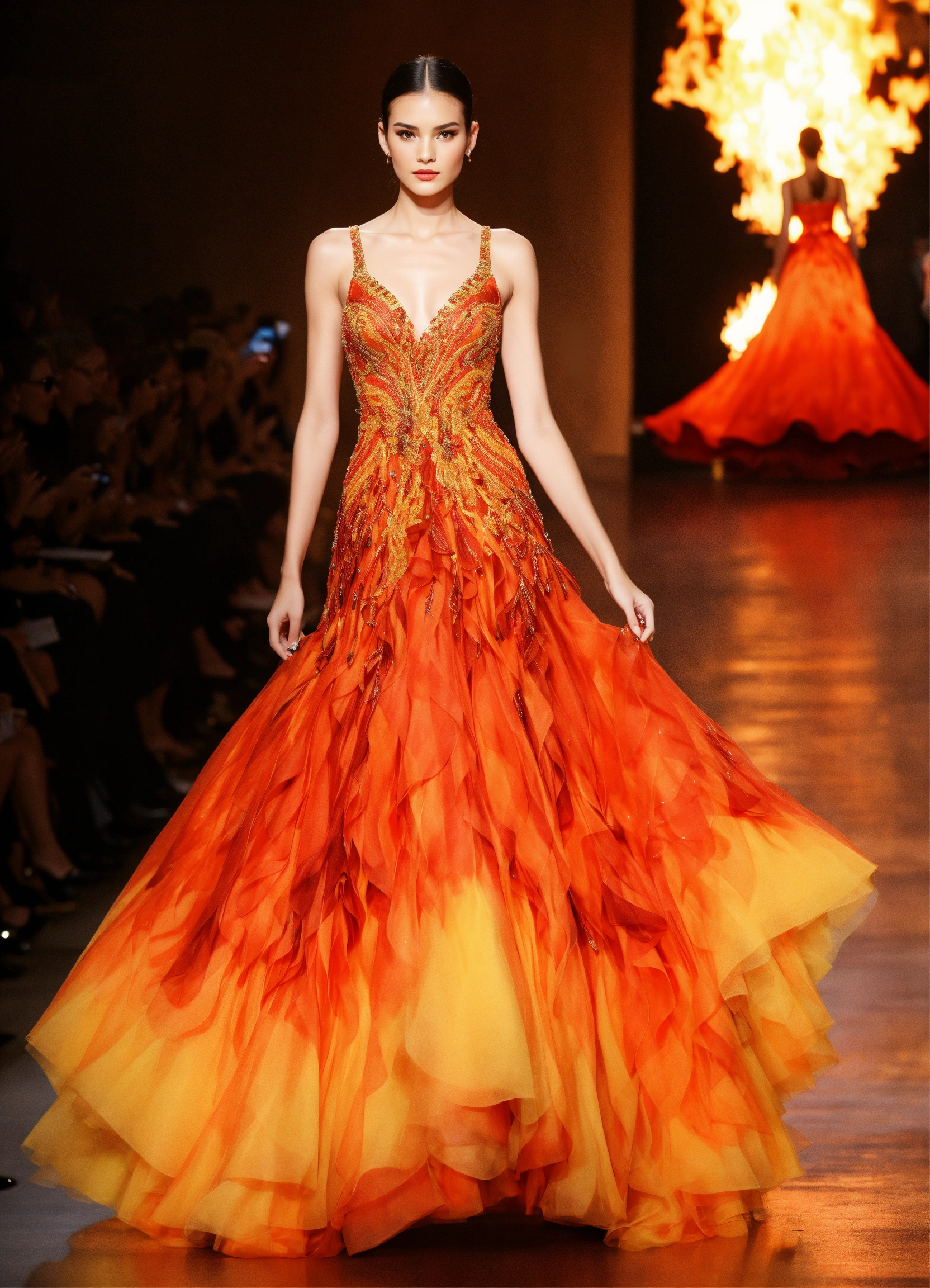 Lexica - Generate a fire inspired dress. it should catch attention and ...