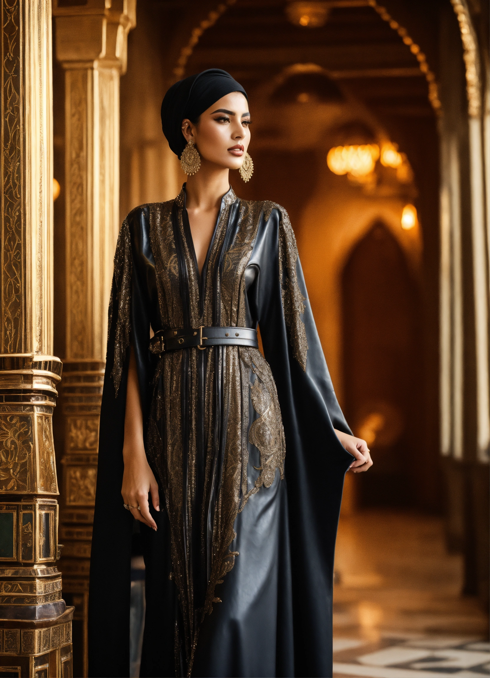 Lexica - Beautiful Arab women model, wearing luxury dress caftan , With ...