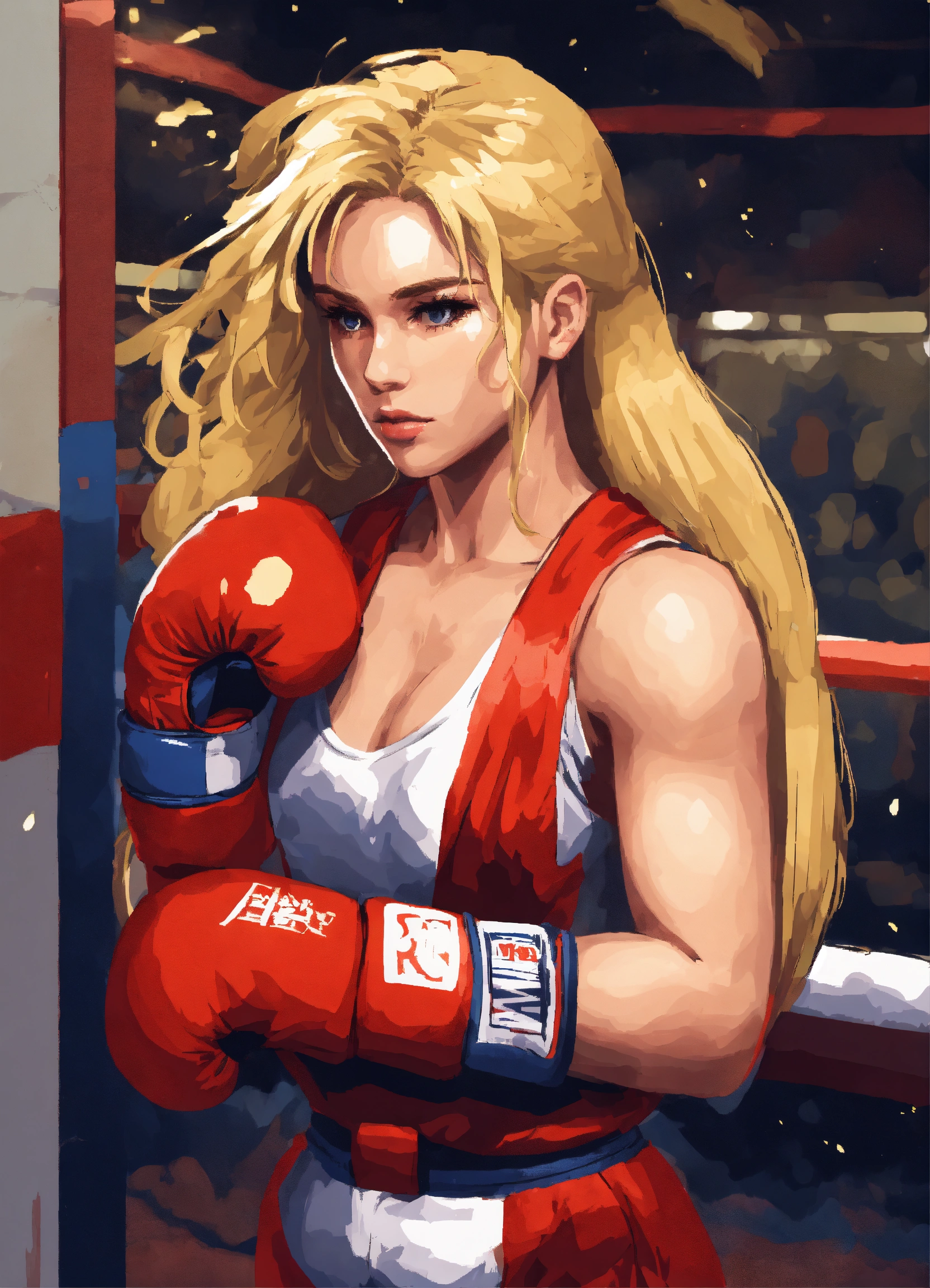 Lexica - White female, blonde well-kempt overgrown long hair, boxing ...