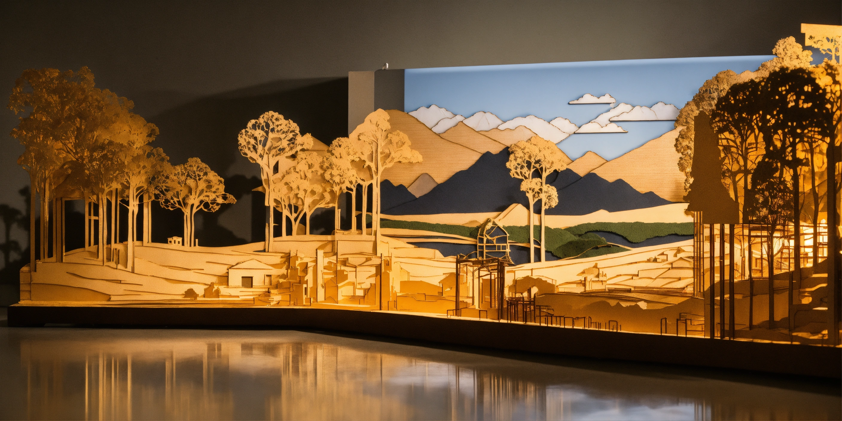 Lexica - 2d laser cut, landscape sculpture layered, RURAL, golden ratio