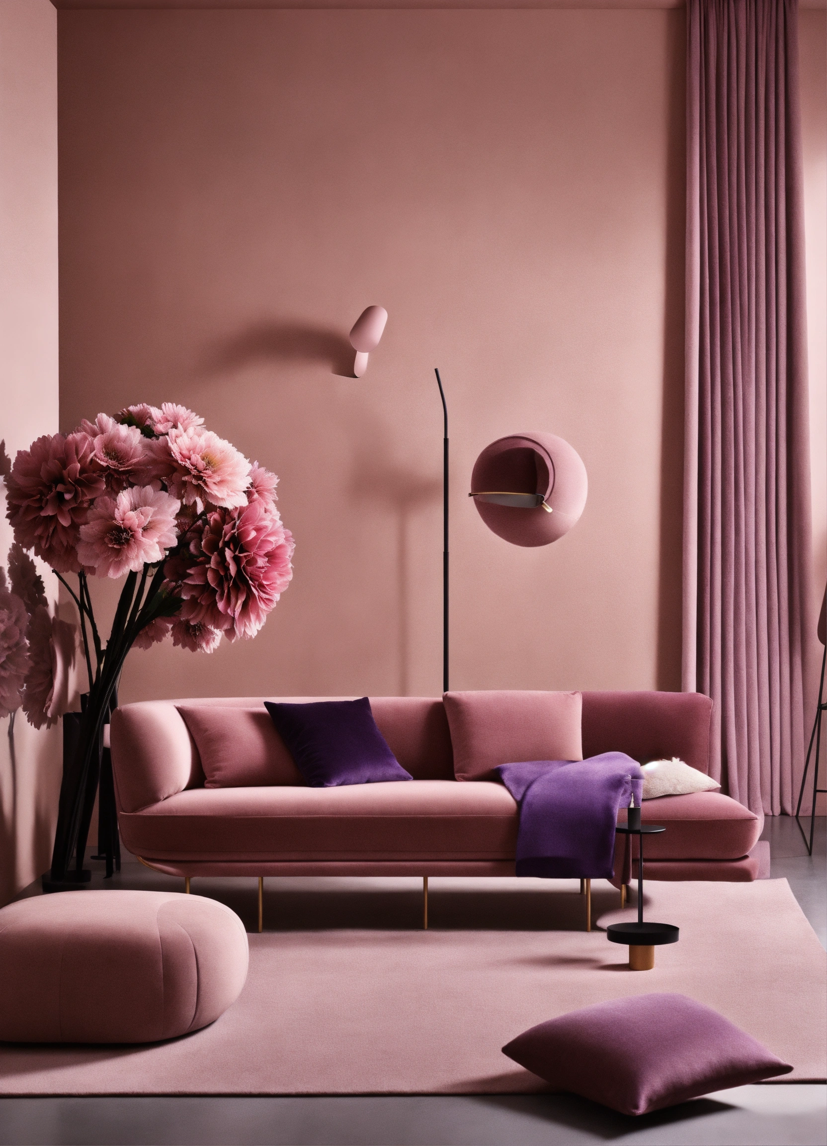 Lexica - Muted tones of dusty pink and dark purple surreal combinations ...