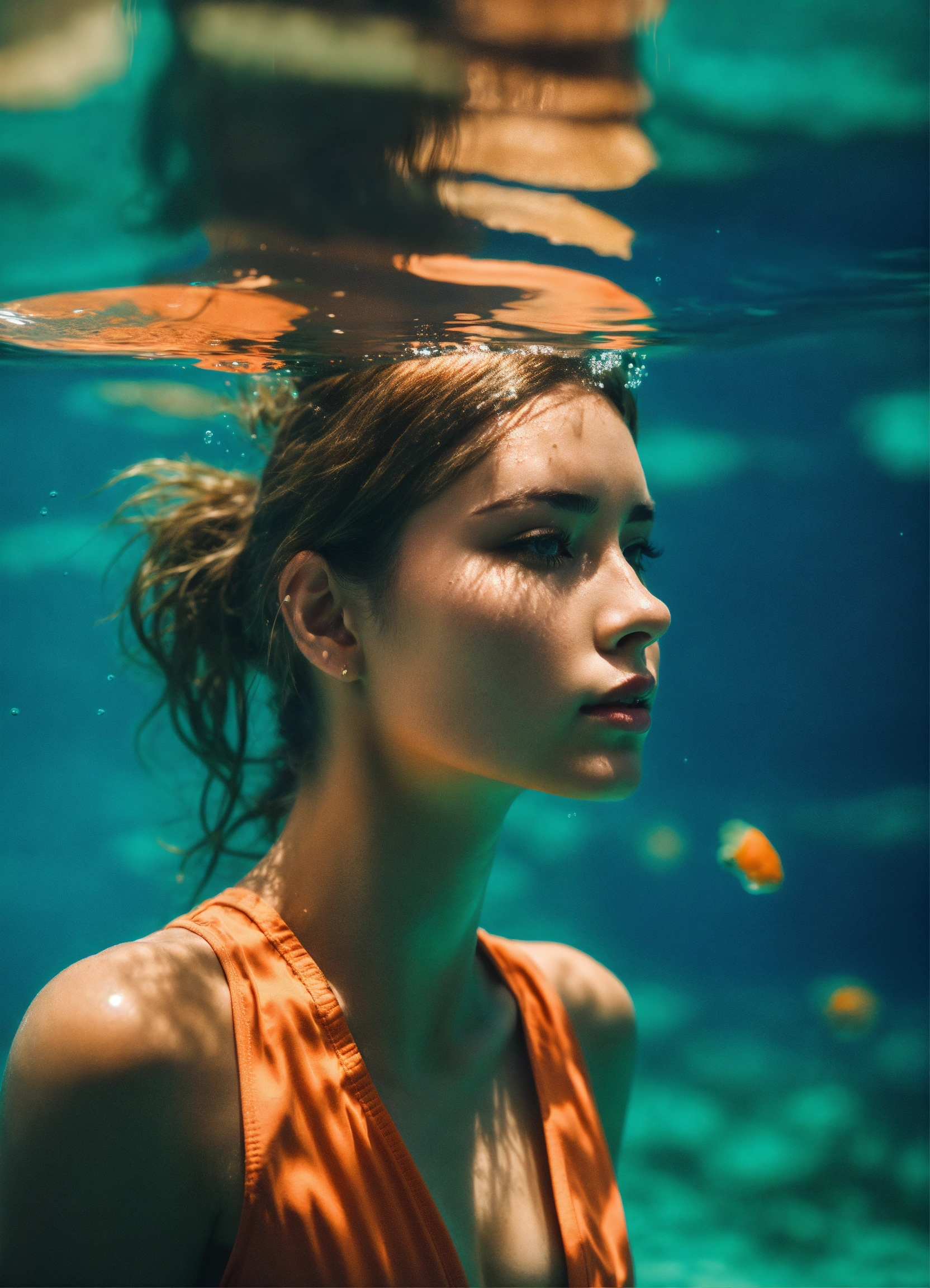 Lexica - Waist-up, muted photo portrait titled "female model under ...