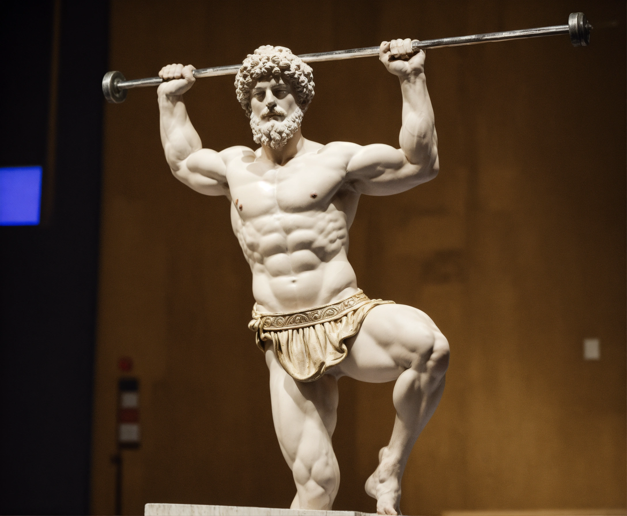 Lexica - Greek sculpture of a man lifting a barbell above his head. His ...