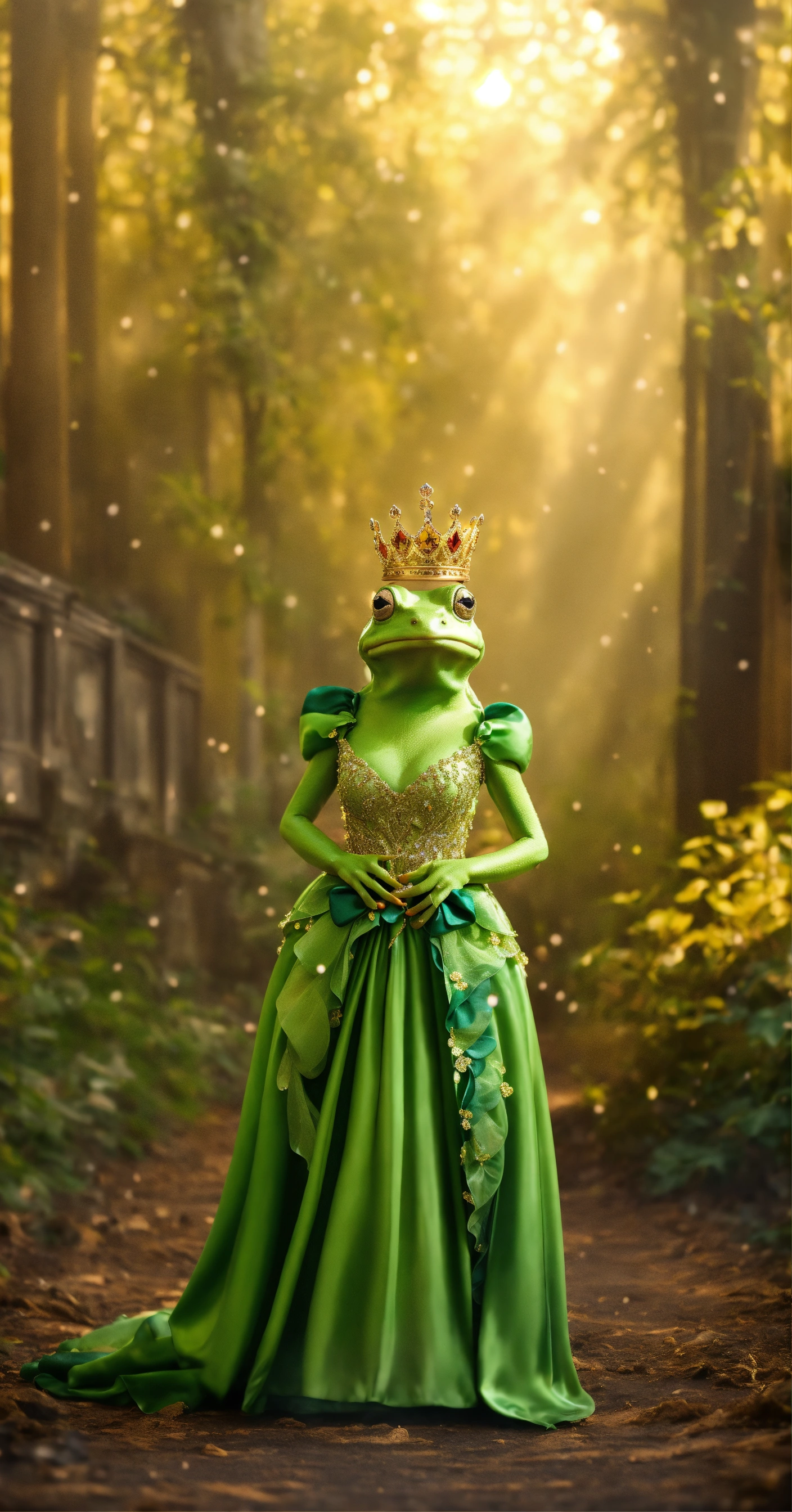 Lexica - Cute lady frog in dress and crown dressed in gown in cinematic ...