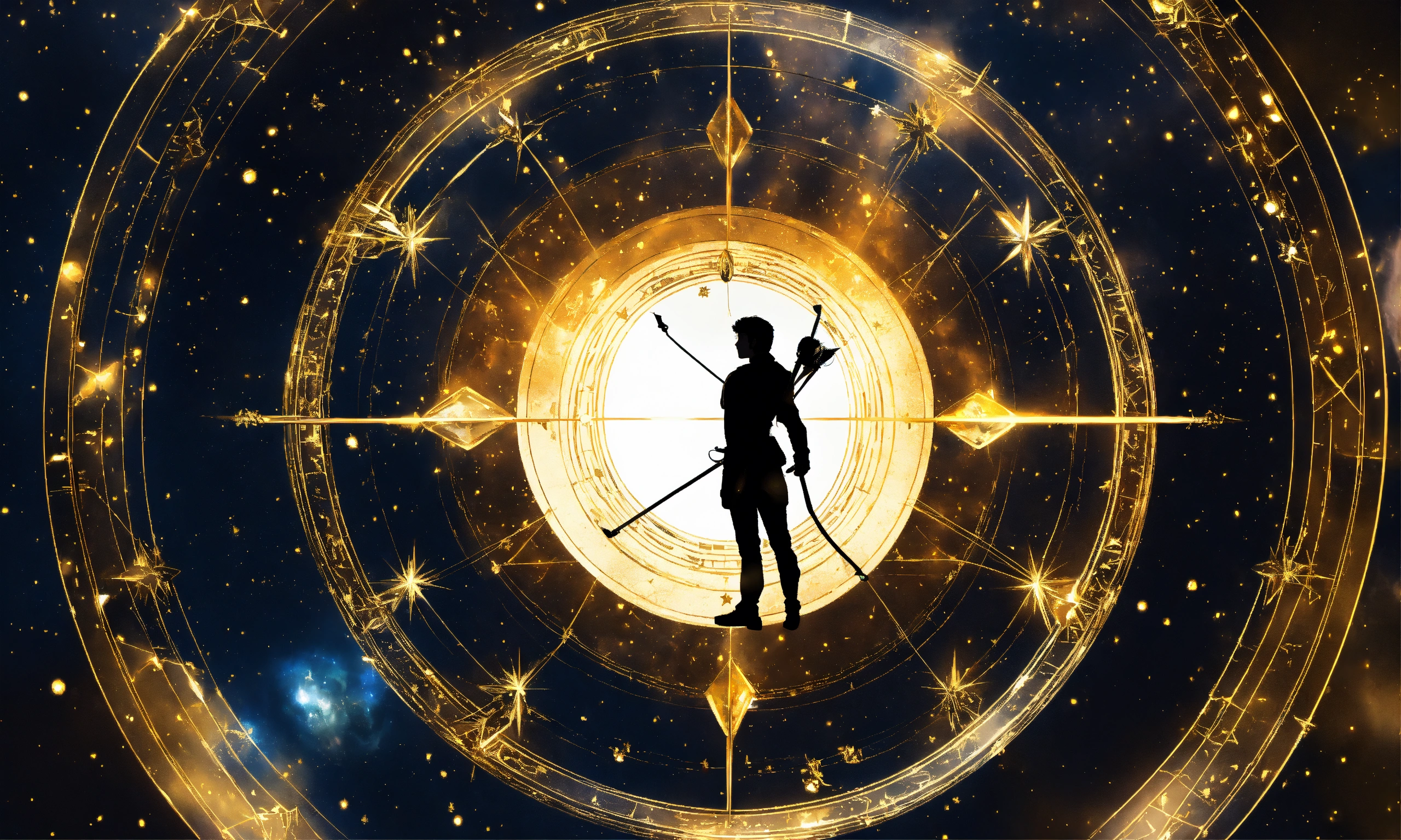Lexica - Gold and white archer, zodiac sign, white, gold, universe ...