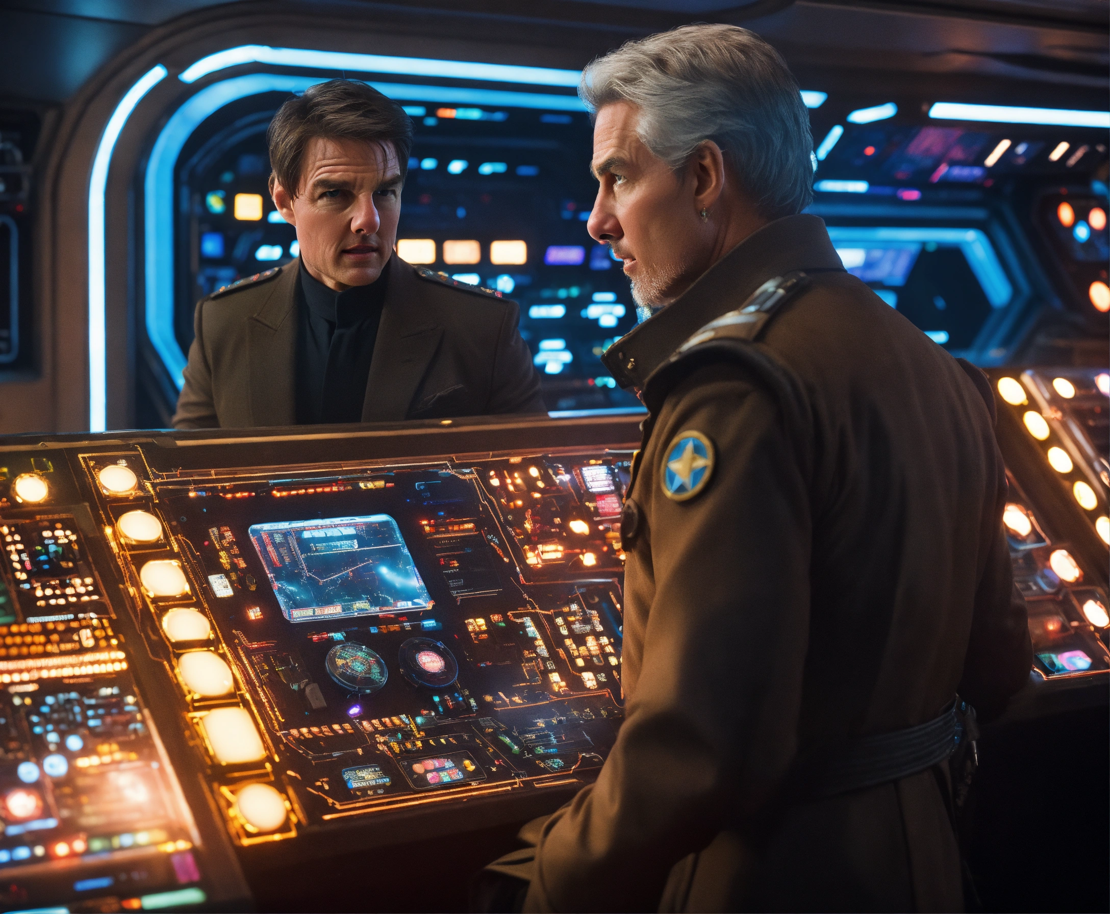 Lexica - Tom Cruise and Count Dooku mixed wearing Star Federation General uniform in a large hi ...