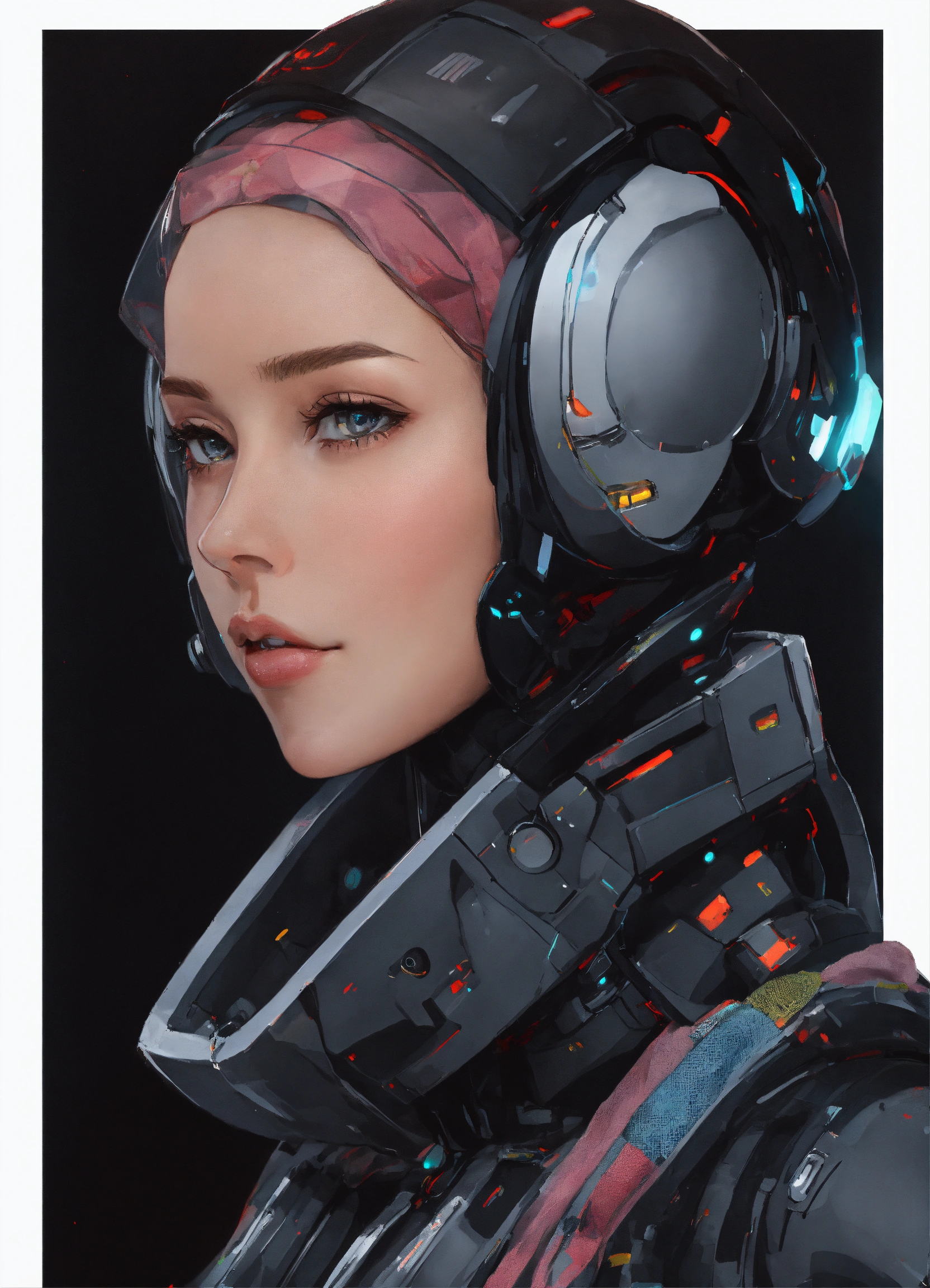 Lexica - A modest scientist ai robot women scarf expression more with a ...