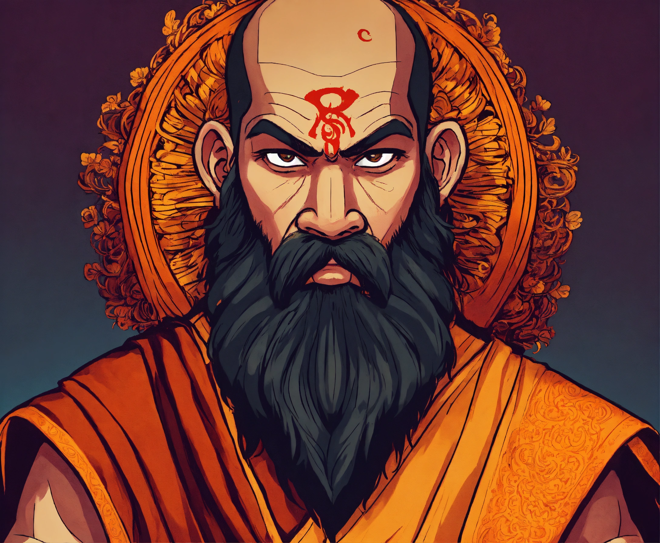 Lexica - An Indian fake monk, full beard, tangled long unclean hair ...