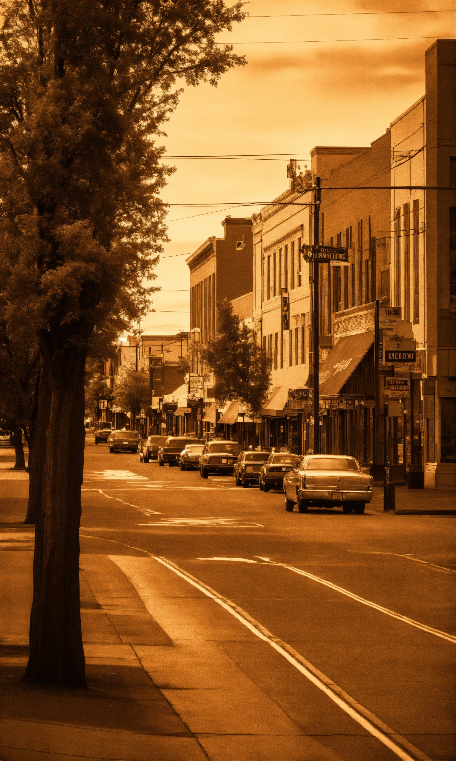 Lexica - Downtown Springfield Oregon in sepia tone