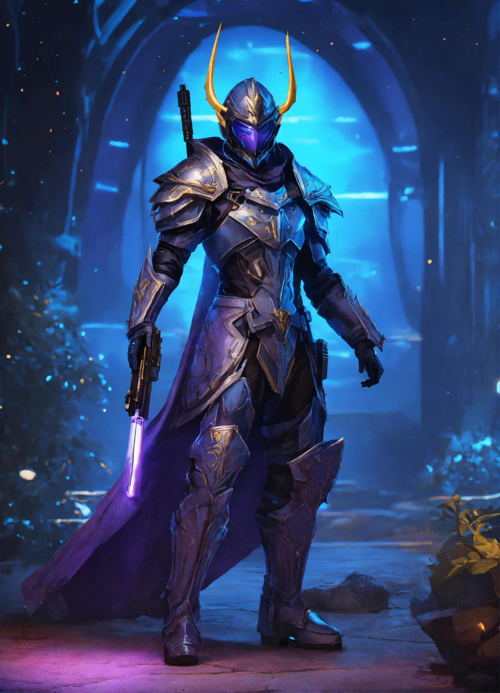 Lexica - Full body of a high elf sci fi soldier wearing heavy sci fi ...