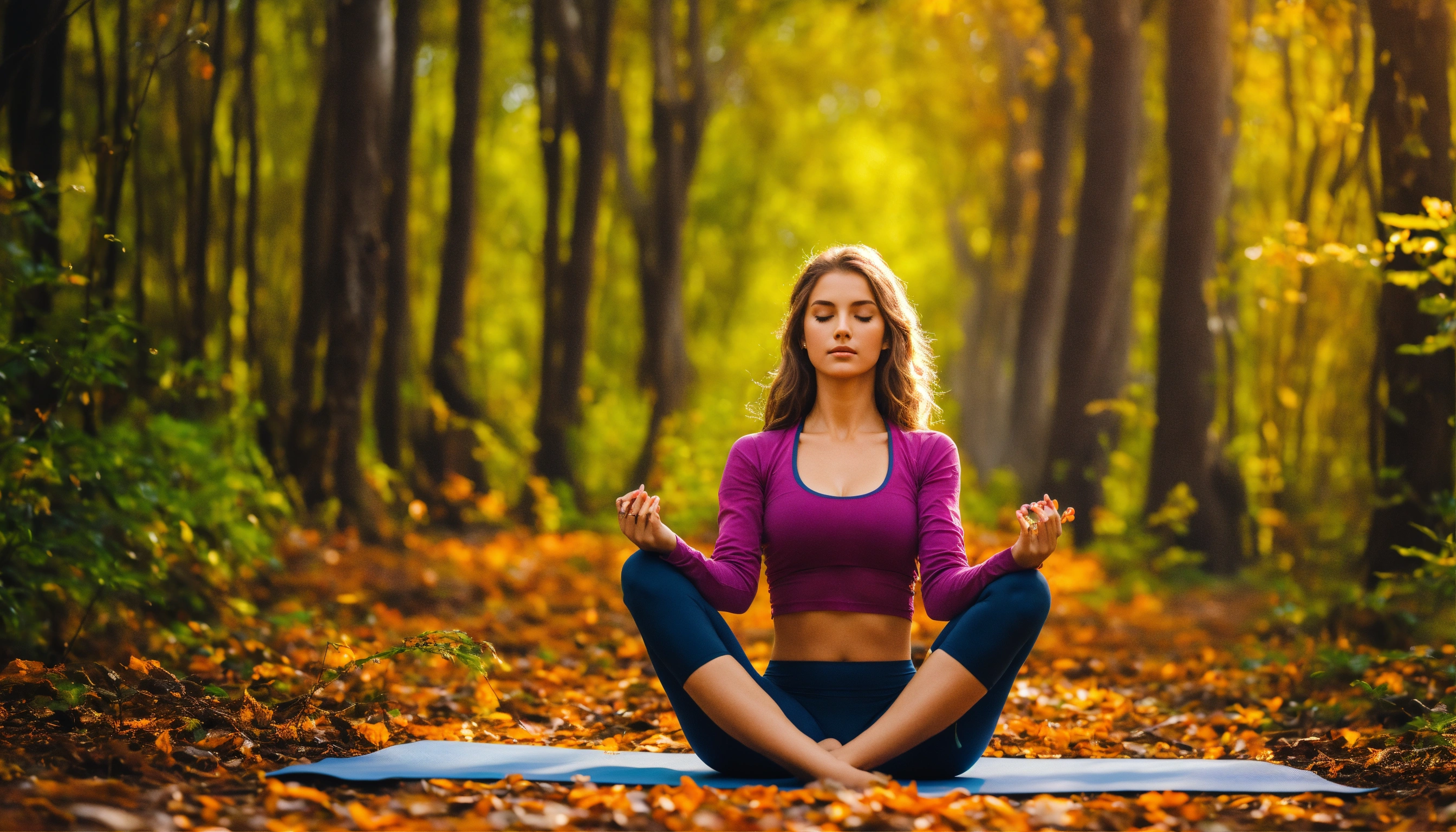 Lexica - Maiden doing yoga in a magic forest, poses, perfect face