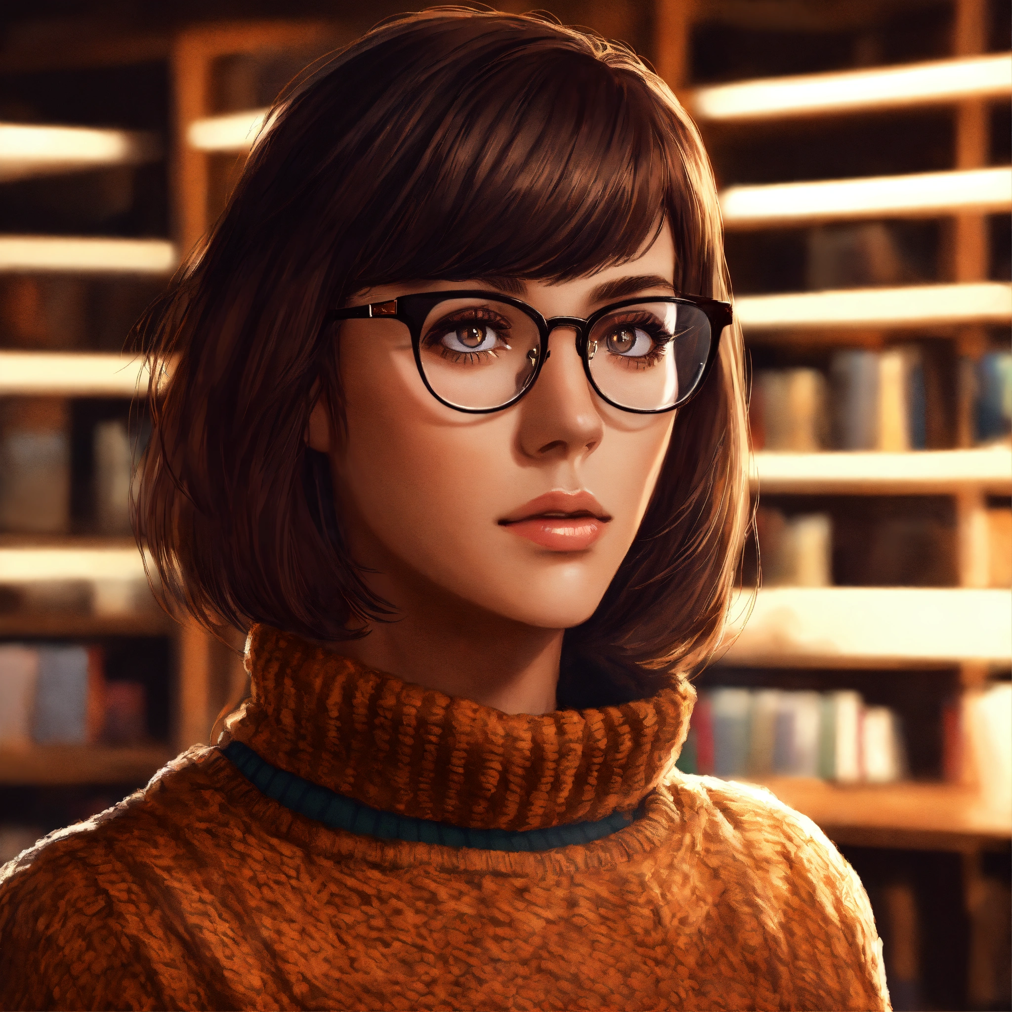 Lexica - A digital portrait of a stern woman with dark chocolate brown ...