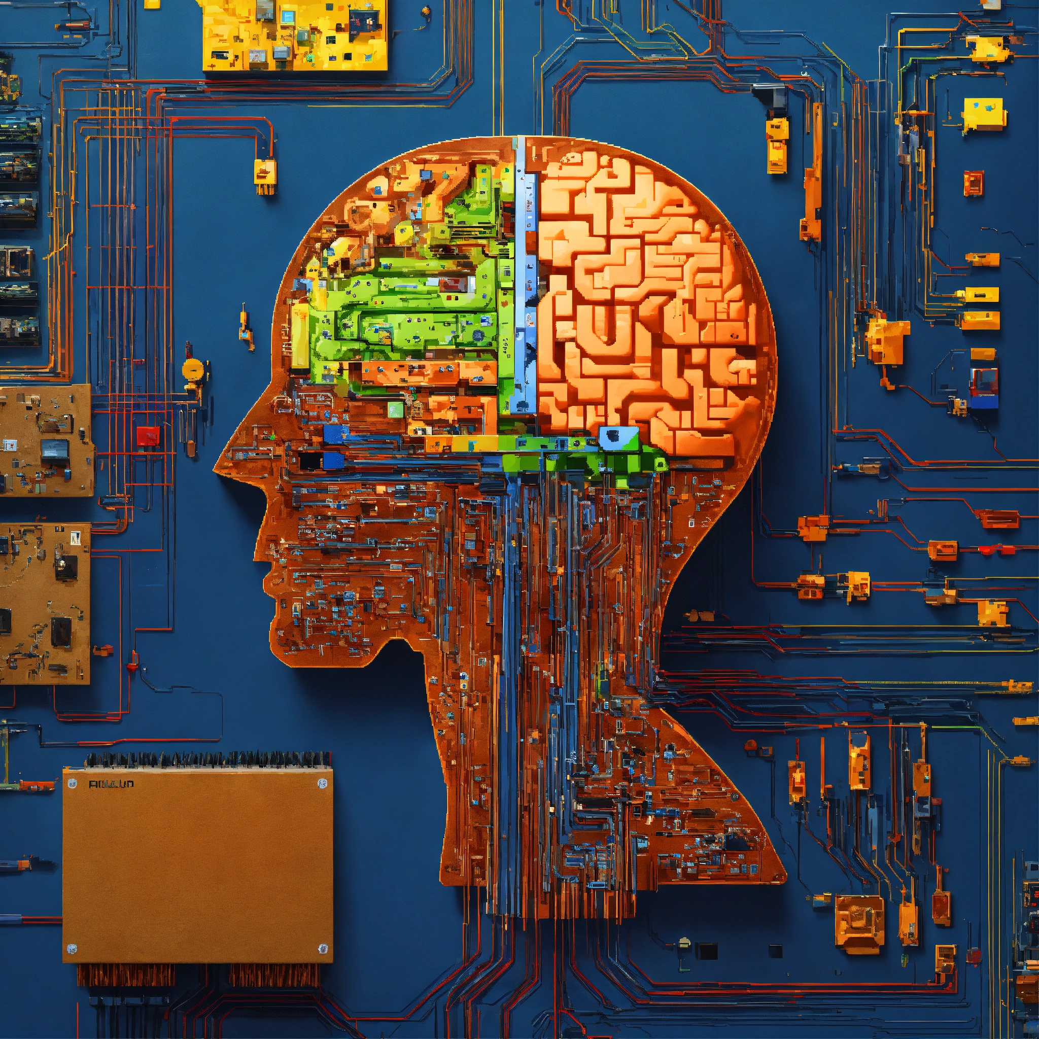 Lexica - Design a brain-like image with circuitry or pixelated elements ...