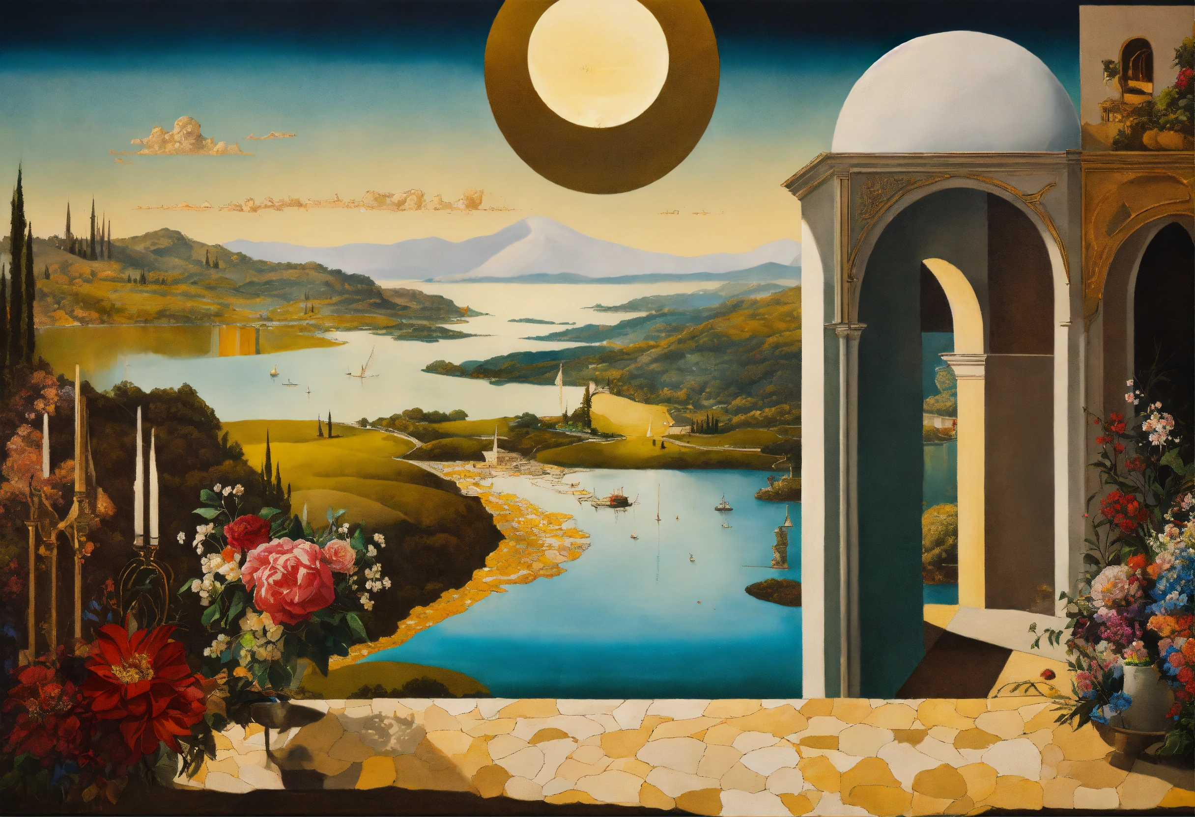 Lexica - Hand-made artwork, patchwork, wide view shot, floral-inspired ...