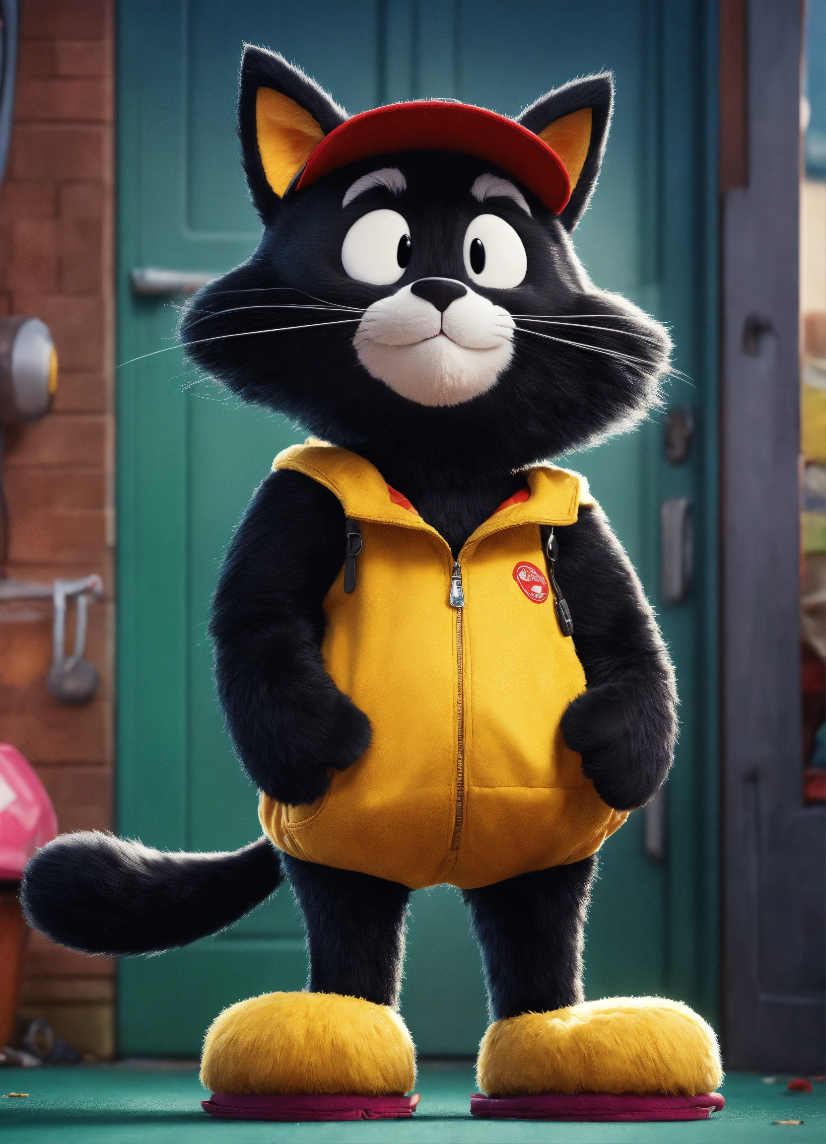 Lexica - A tall human like cat like the cartoon character felix the cat ...