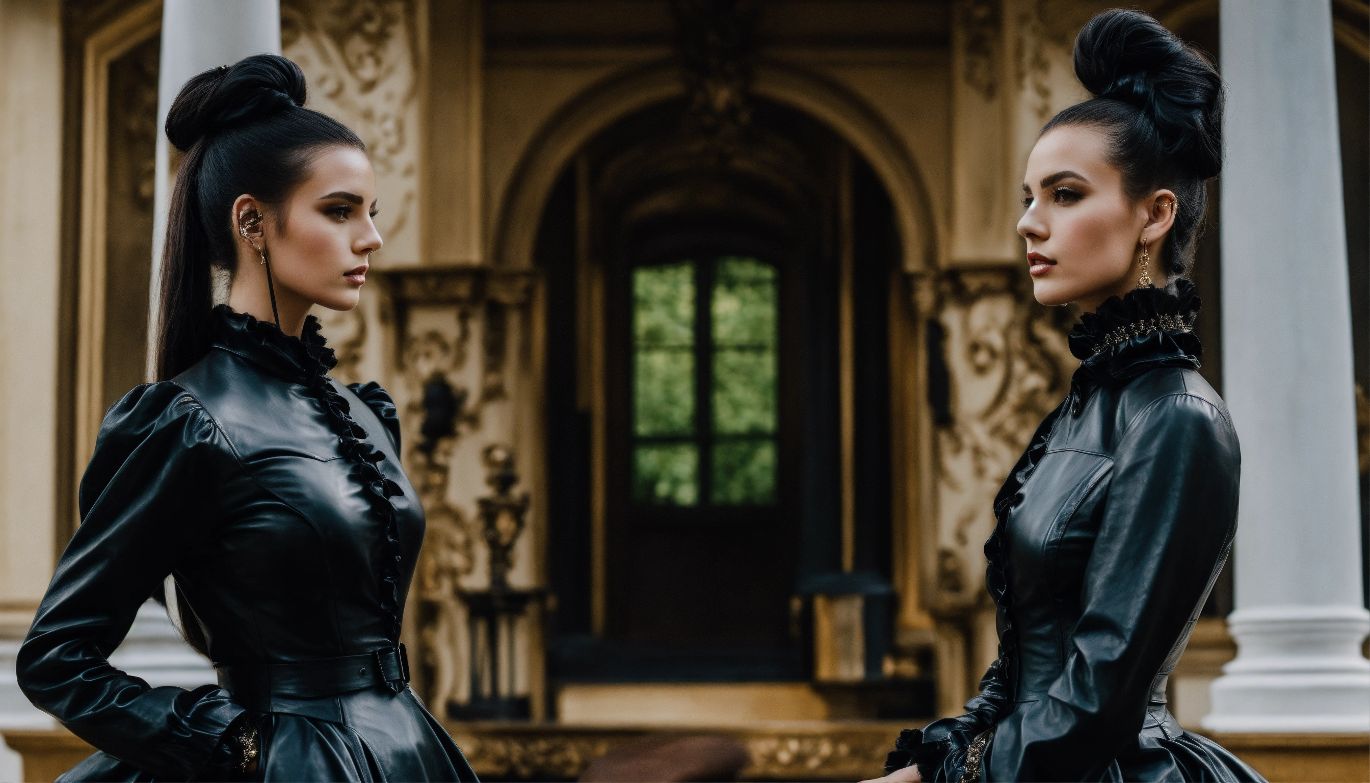Lexica - Two stunning arrogant women fashion model, strict victorian ...