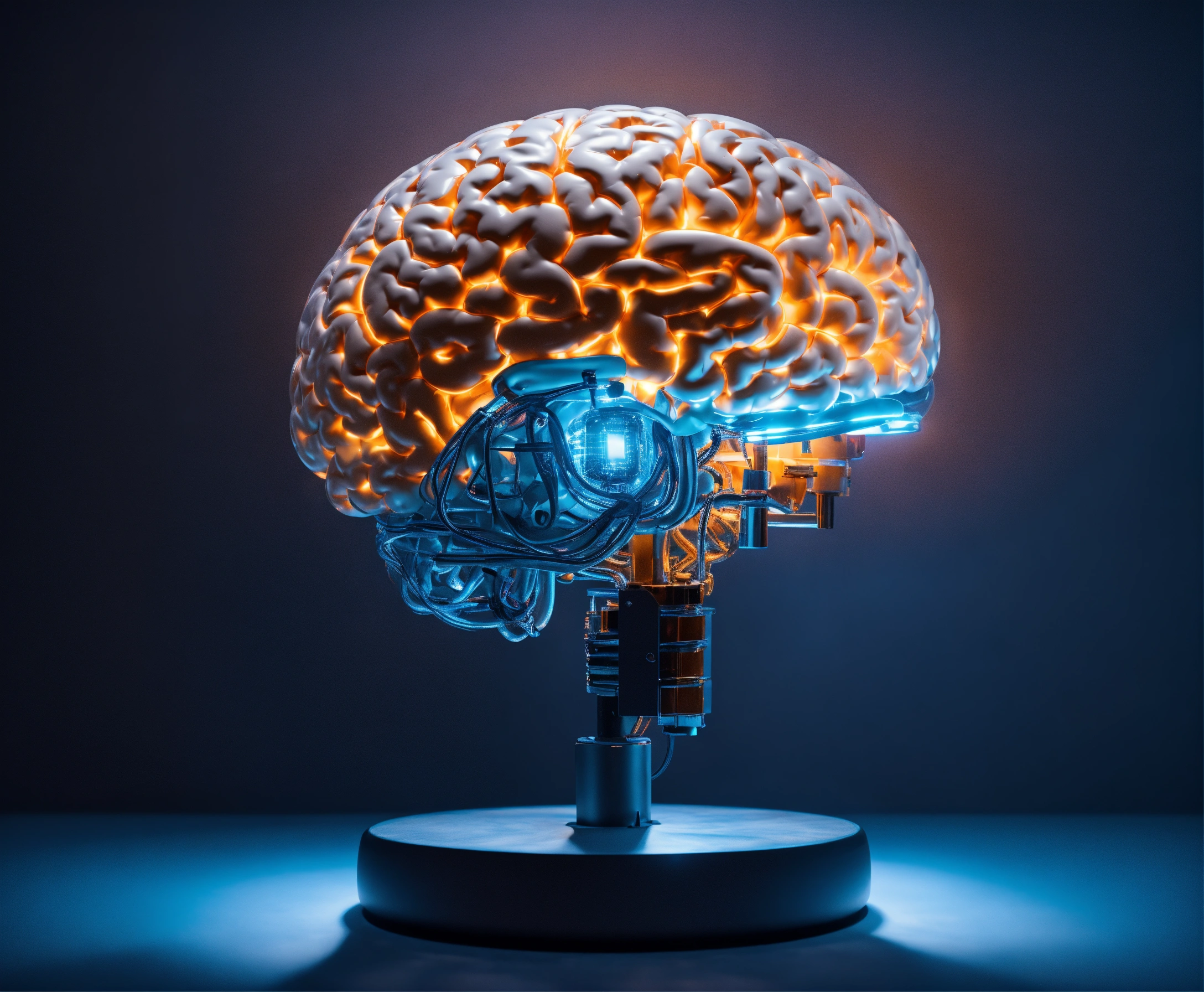 Lexica - "illuminated thought process", glowing brain center stage ...