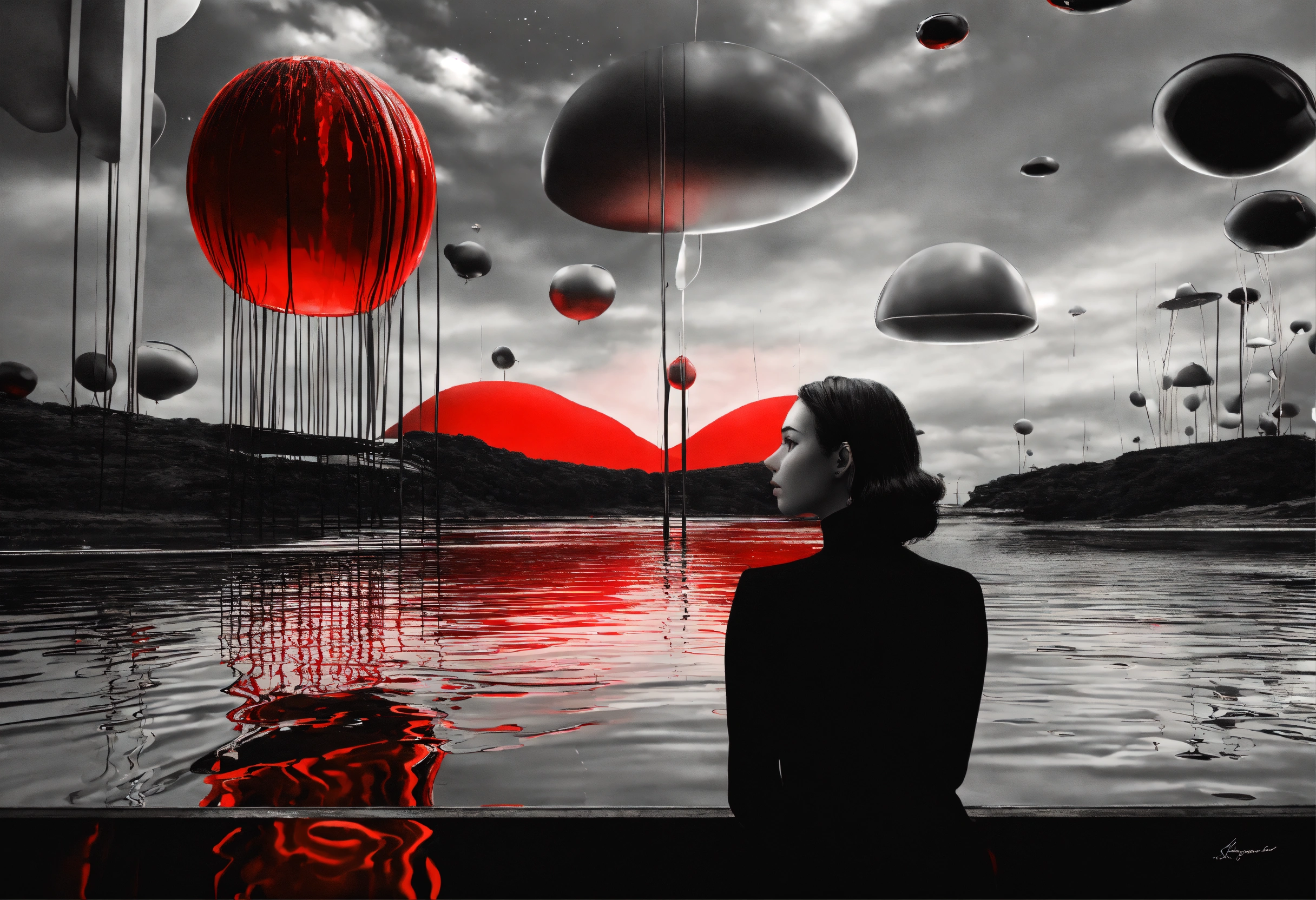 Lexica - Black and white and primary colors, 3d abstract landscape ...