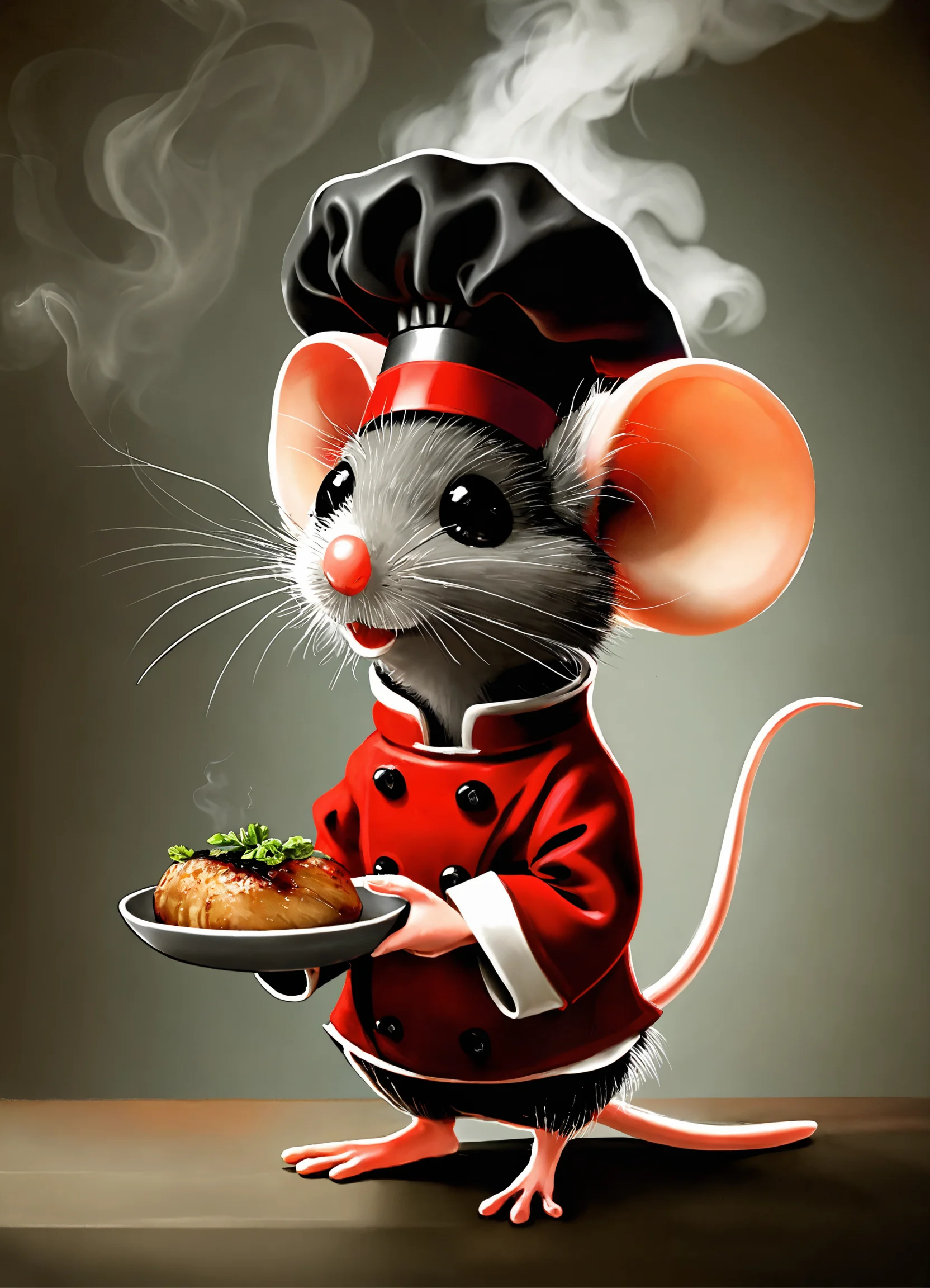 Lexica - Cute and super adorable mouse in black and red chef coat and ...
