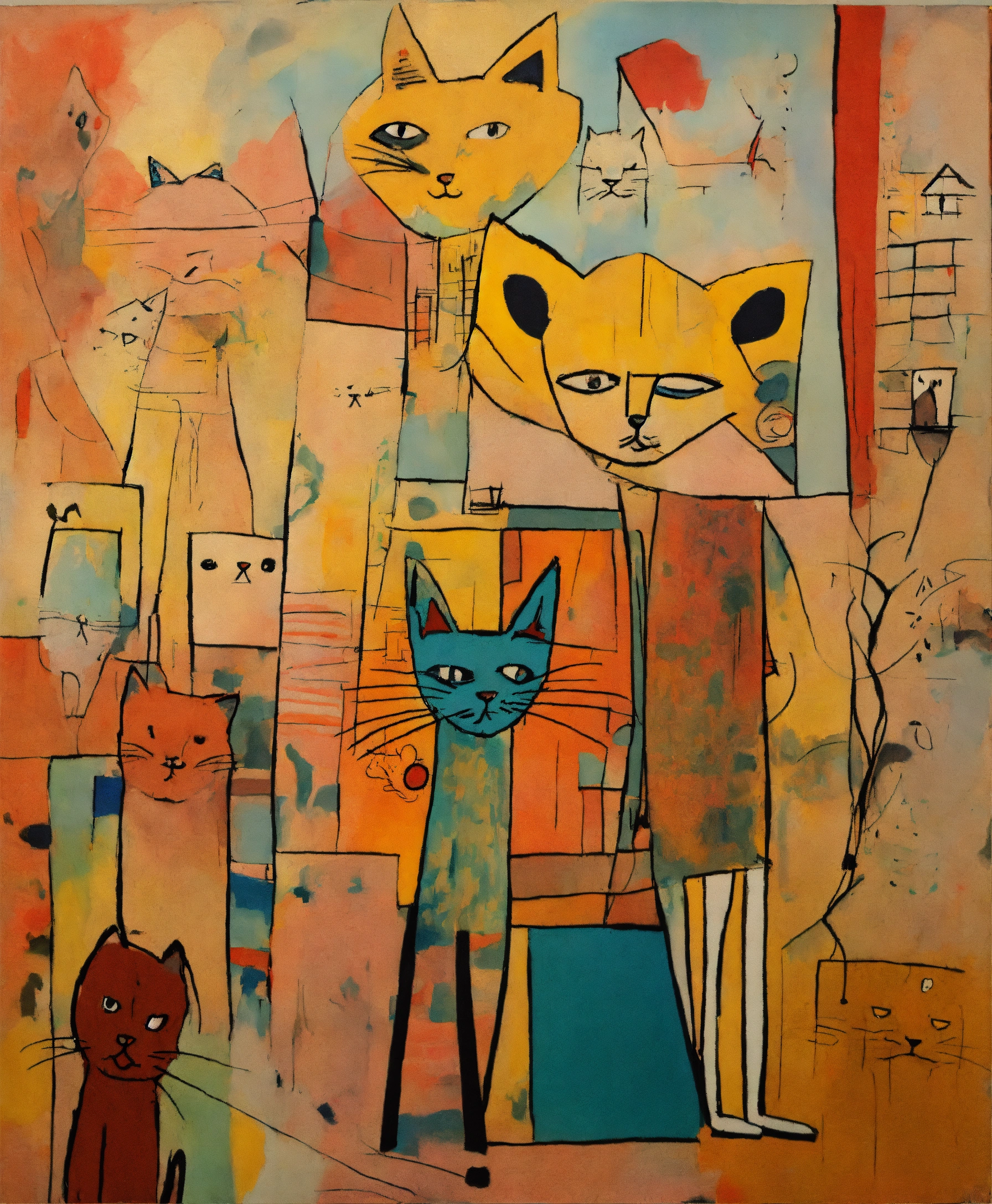 Lexica - Create an expressionist painting inspired by jean michael ...