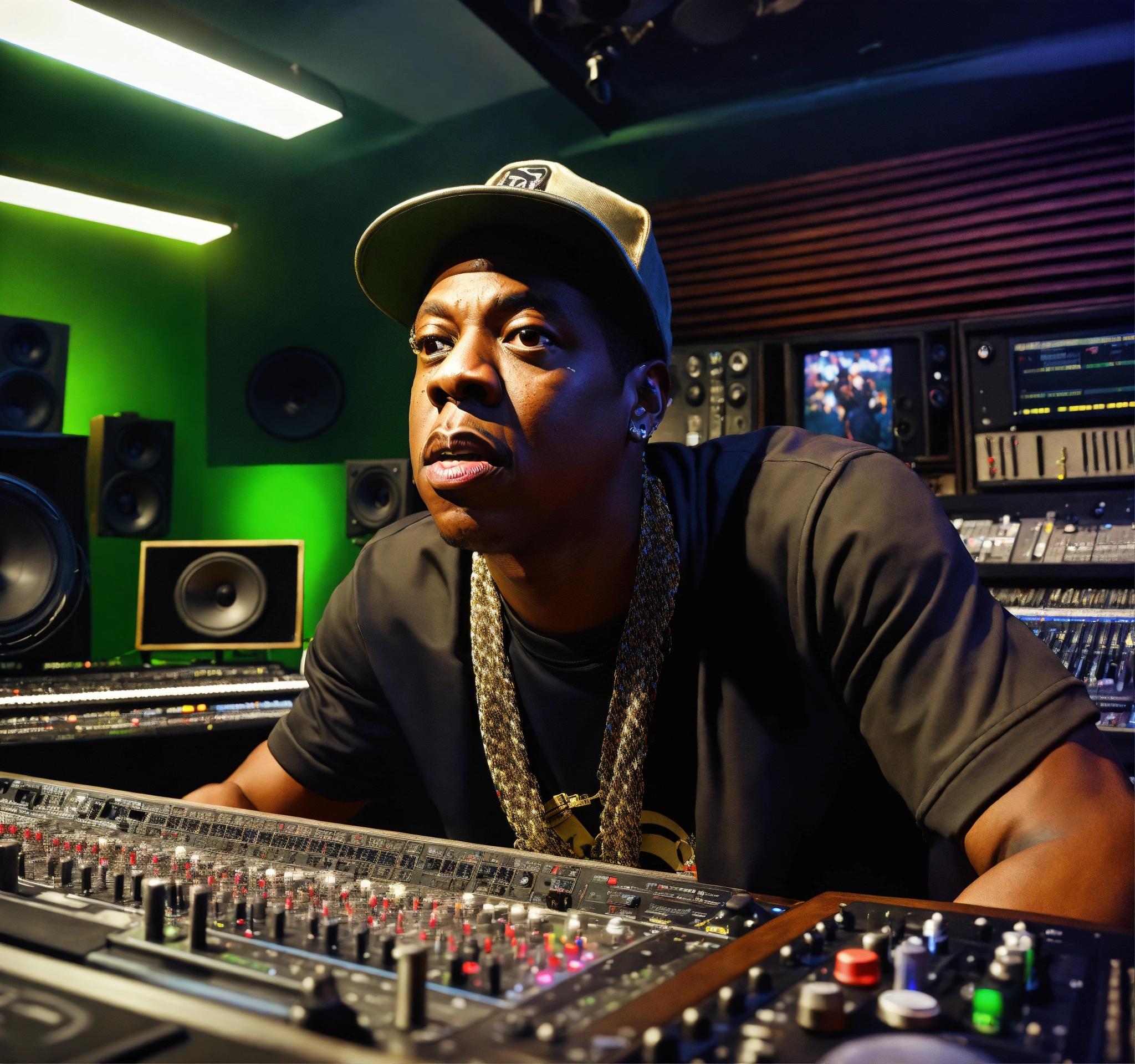 Lexica - Fish eye Pop art, hyperrealist portrait of black rapper "Jay-Z ...