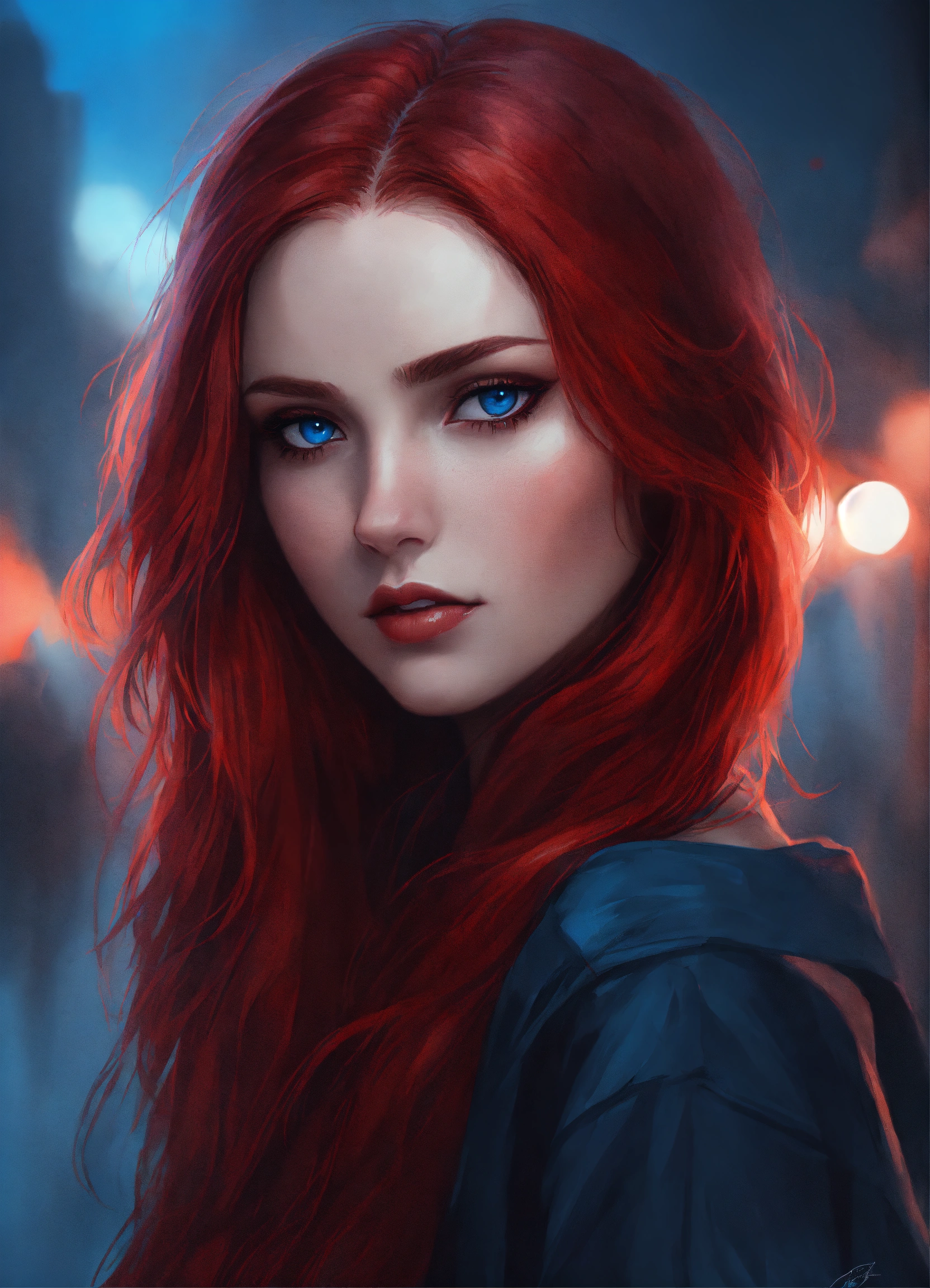 Lexica - Drawing of portrait of russian 20 year old woman dark evil red ...