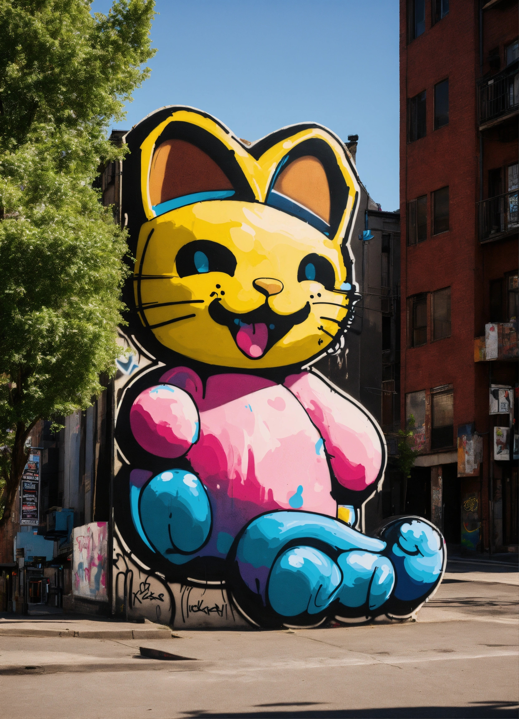 Lexica - Generate a logo in cursive graffiti art that says "sticky kitty"