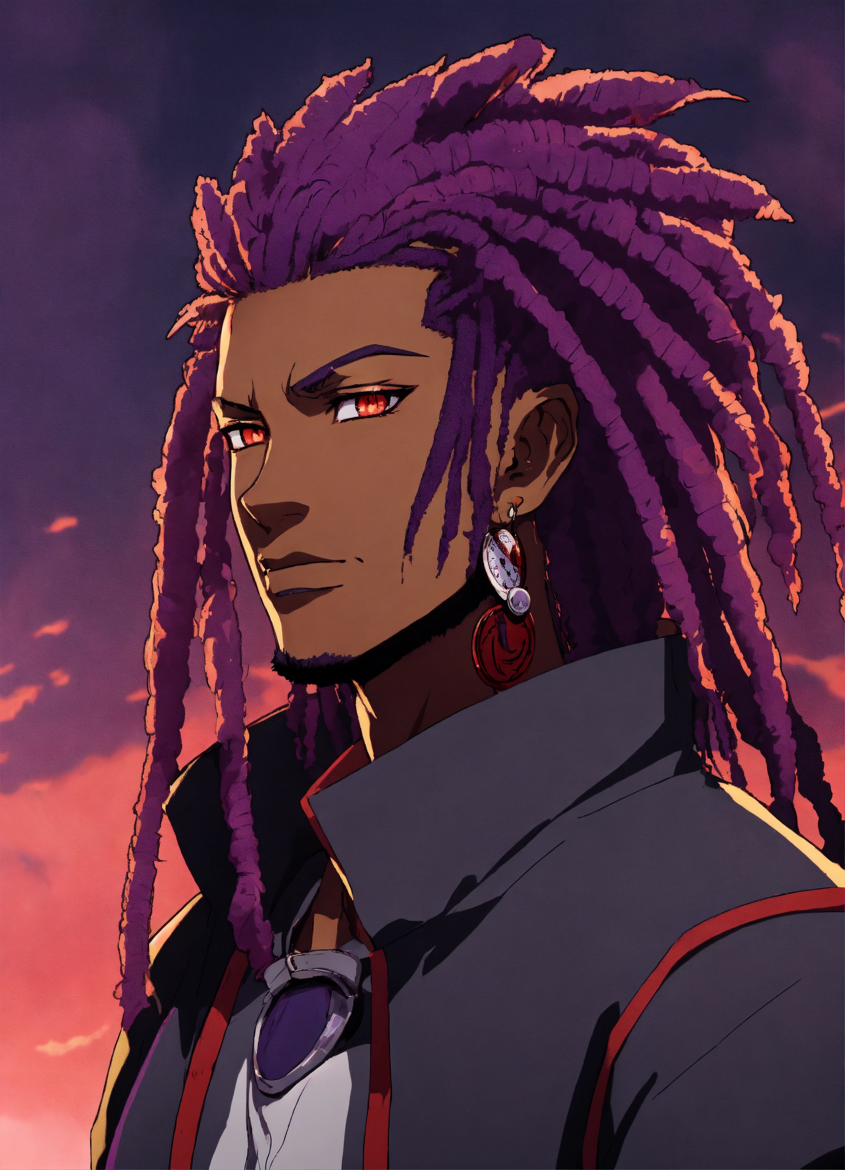 Lexica - African Naruto anime character, fit build, long purple hair ...