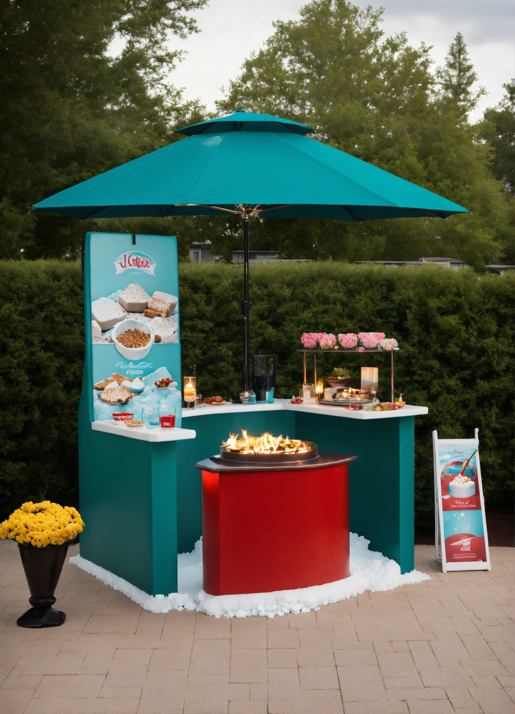 Lexica - Elegant teal ice igloo booth to sell smores outdoor with a red ...