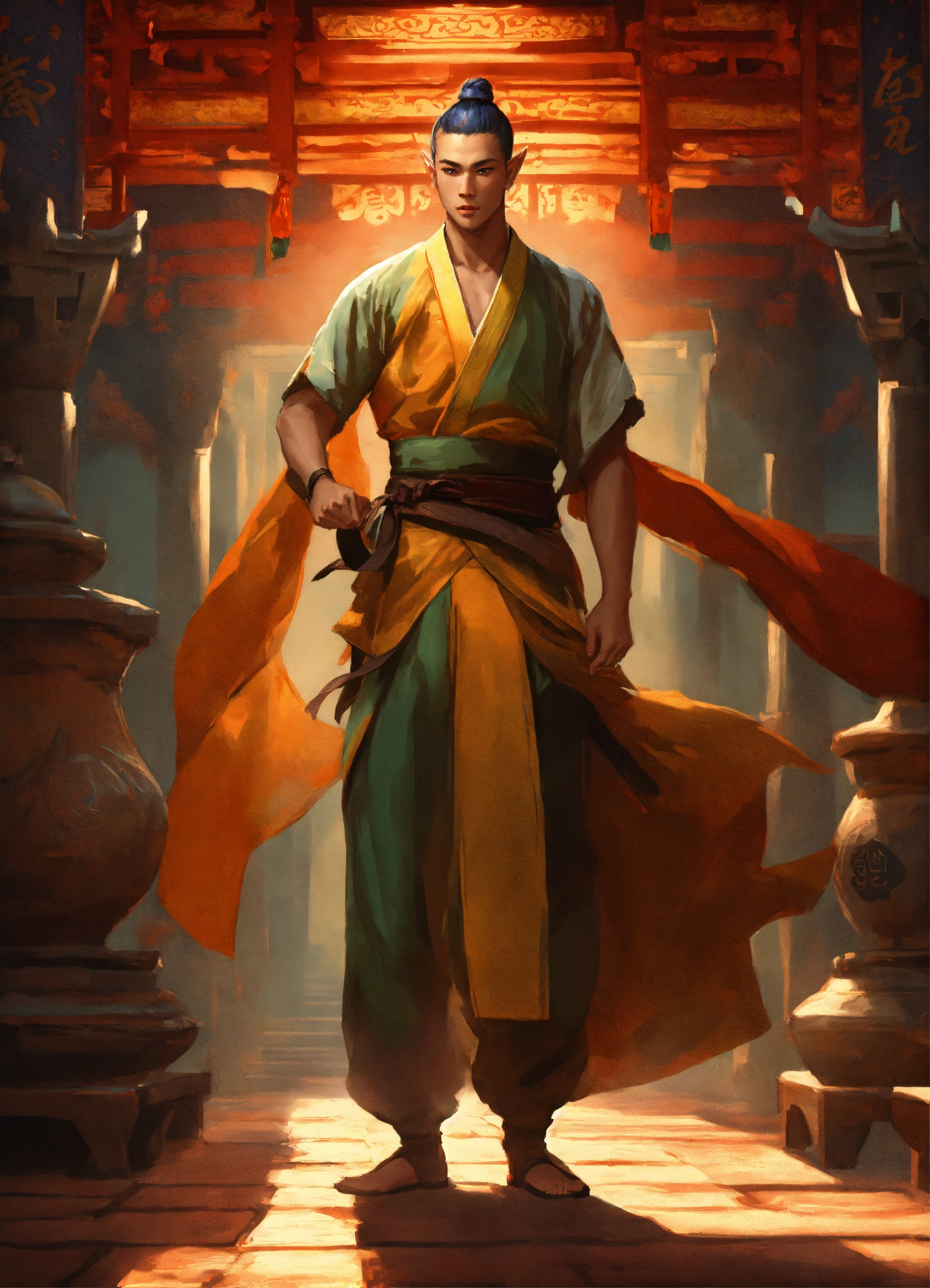 Lexica - Elf, young man, monk, martial arts, fantasy, pointed ears ...