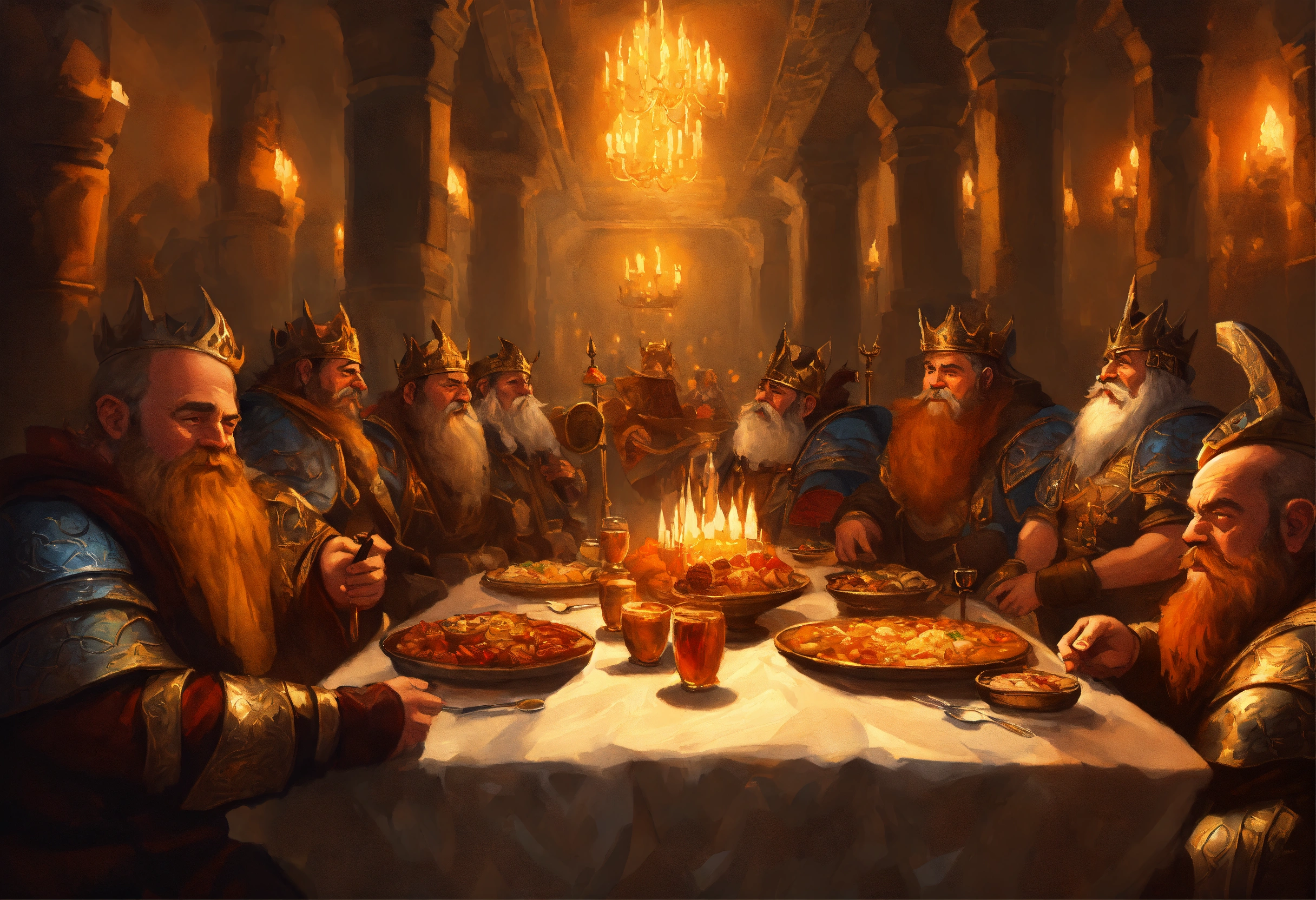 Lexica - A drawf banquet. The dwarf King is sitting on his throne in ...