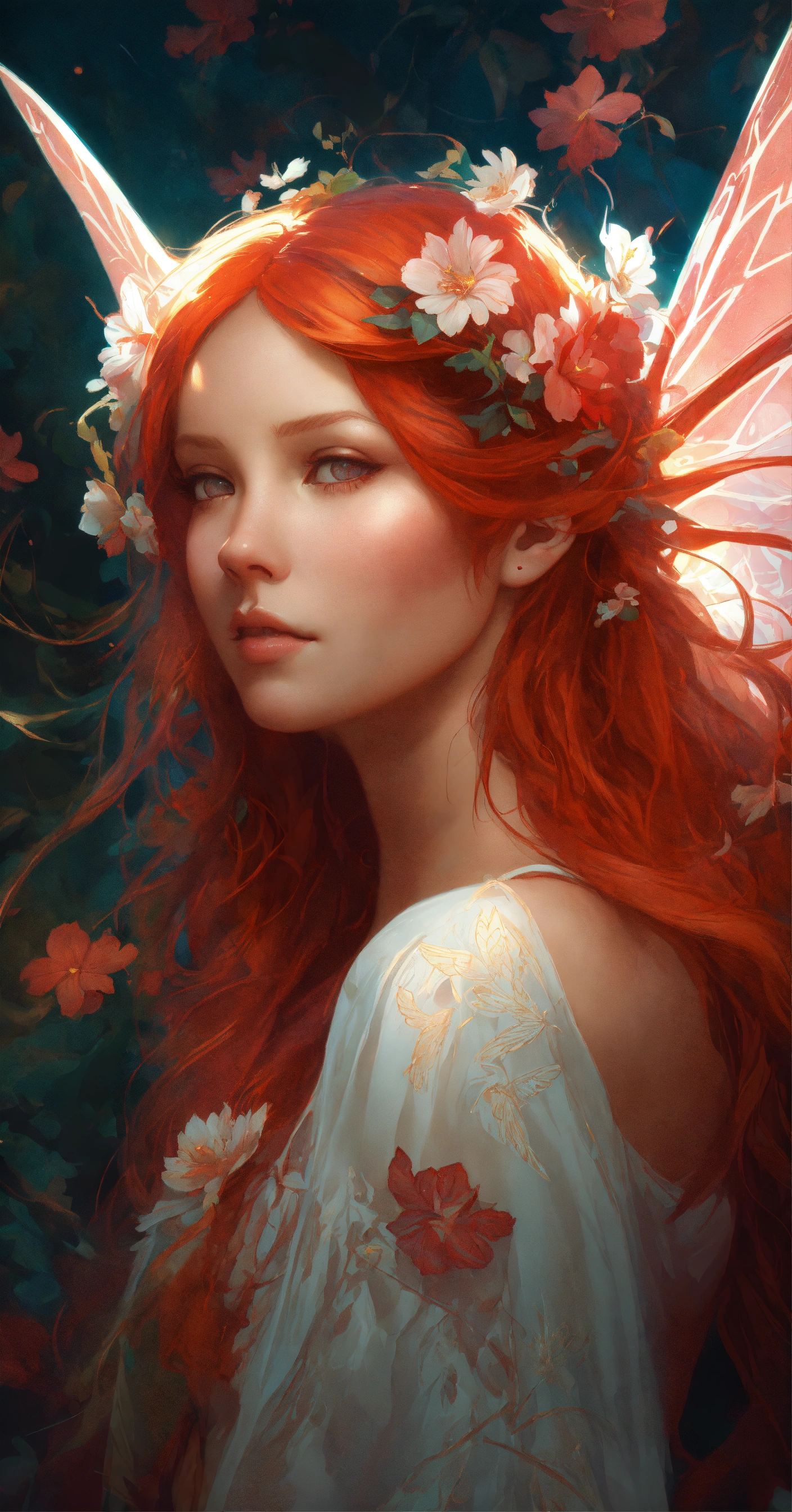 Lexica - A radiant red-haired fairy by Ross Tran!!! And Alphonse Mucha ...